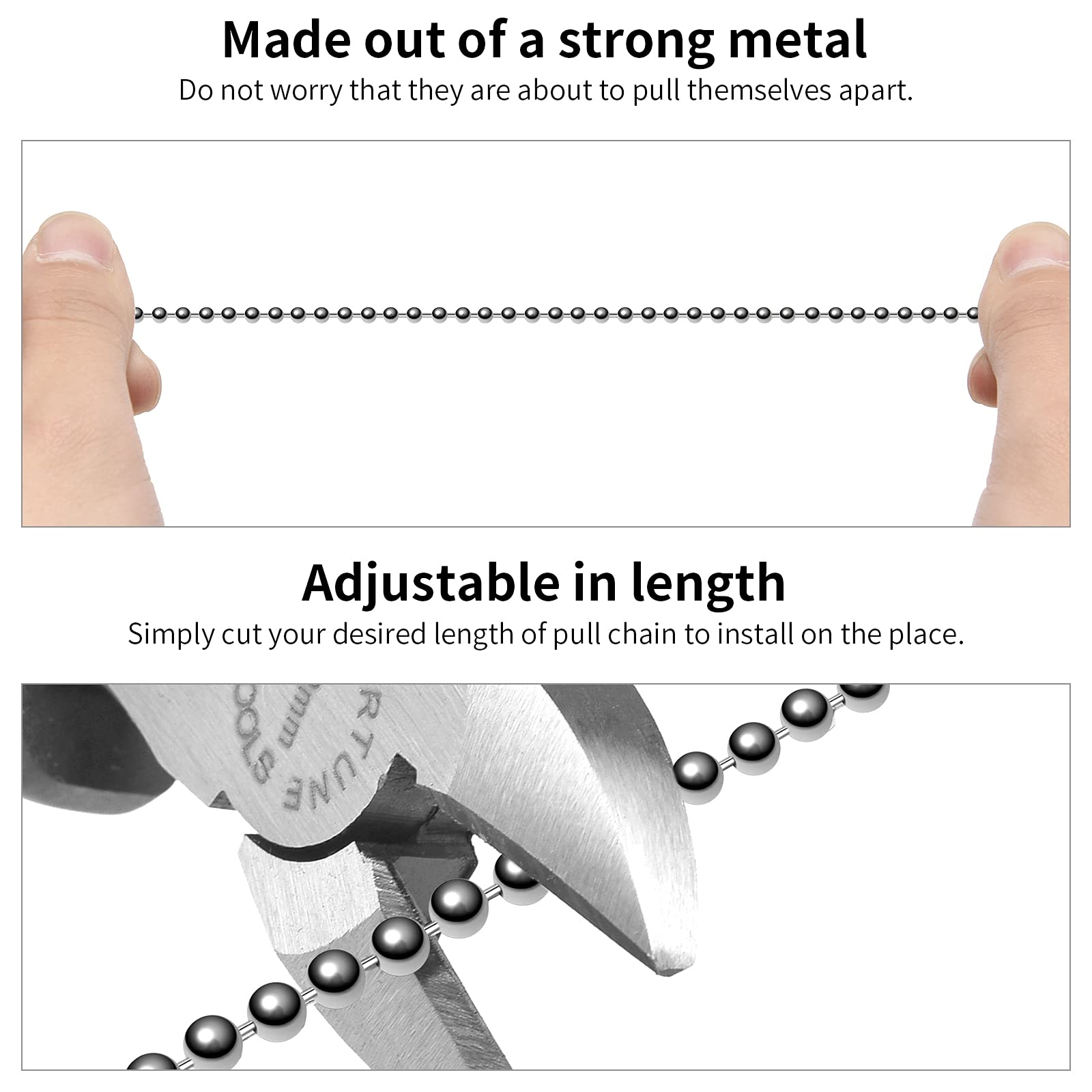 Pull Chain Extension for Ceiling Fans and Light Fixture, 59-inch Long with 6 Matching Connectors (Silver)