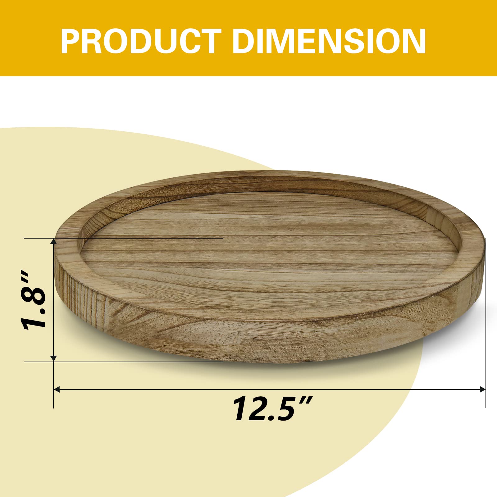 Wood Lazy Susan Turntable Organizer, Table Spinning Spice Rack Organizer for Cabinet, Rustic Wood Rotating Tray, Pantry Cabinet 360 Degree Rotating Storage Tray for Kitchen, Pantry Countertop, Fridge