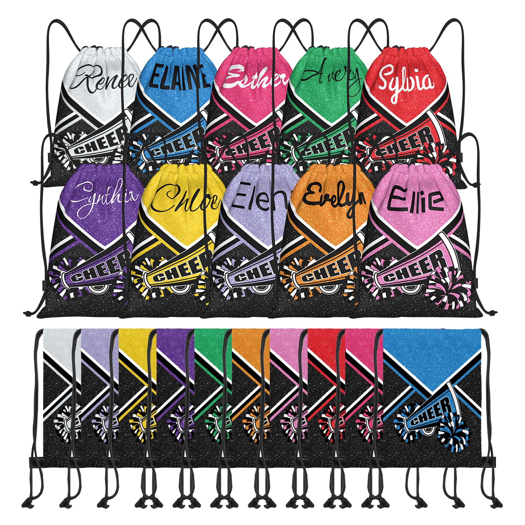 Custom Cheerleading Drawstring Bag Personalized Cheer Bags with Name Cheer Drawstring Bag for Cheerleaders Cheerleader Gift
