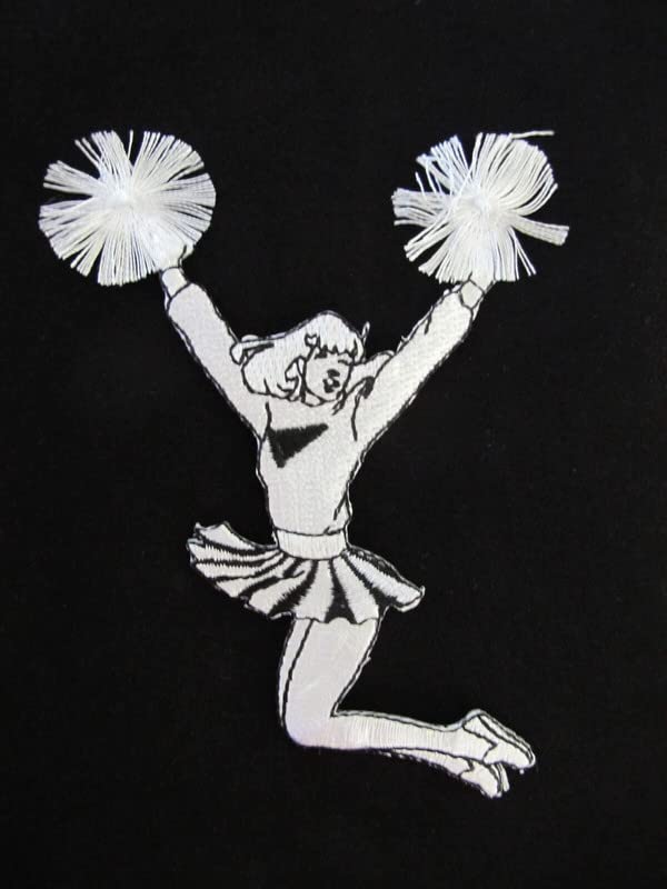 White, Black Cheerleaders Girl 4 1/4 Inch L Iron on Patches for Clothing, Embroidered Patch Cute for Women Men Kid Girl Boy, Applique Patches for Jean, Hat, Jacket, Backpack, Shoes, Shirt