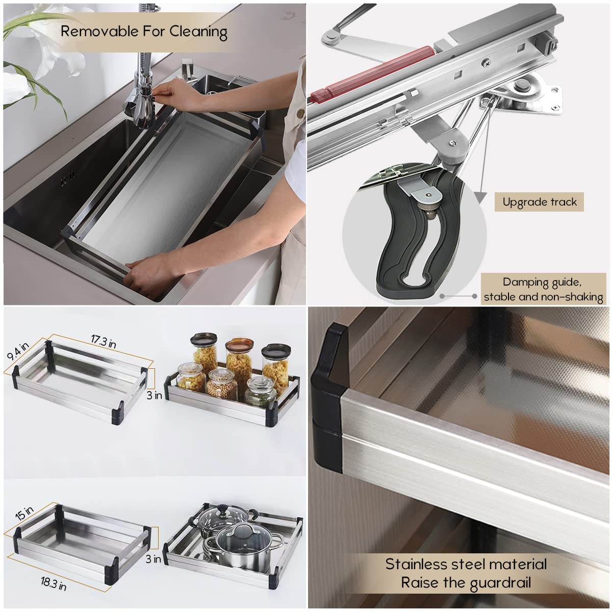 WYJF Blind Corner Cabinet Pull Out 15 Inch Opening,Blind Corner Cabinet Organizer,Corner Optimizer,Chrome Blind Corner Soft Close,Blind Corner Cabinet Pull Out Left Right