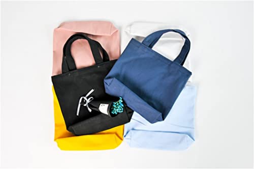 Chezi Plain Thick Canvas Mini Tote Bag DIY 9x8x4 (Black)