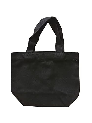 Chezi Plain Thick Canvas Mini Tote Bag DIY 9x8x4 (Black)