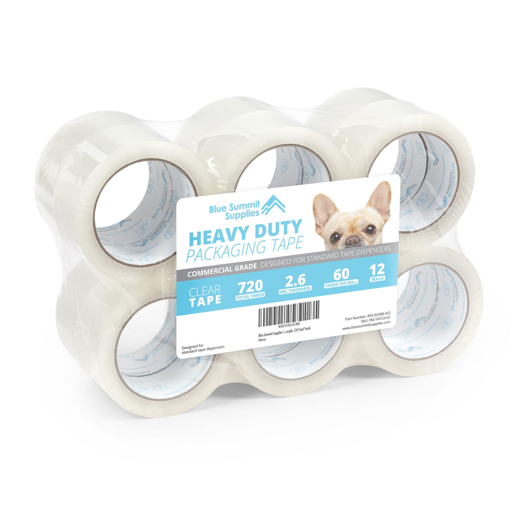 12 Pack Heavy Duty Packaging Tape, Clear Packing Tape Designed for Moving Boxes, Shipping, Office, Commercial Grade 2.7mil Thick, 60 Yard Length, 720 Total Yards