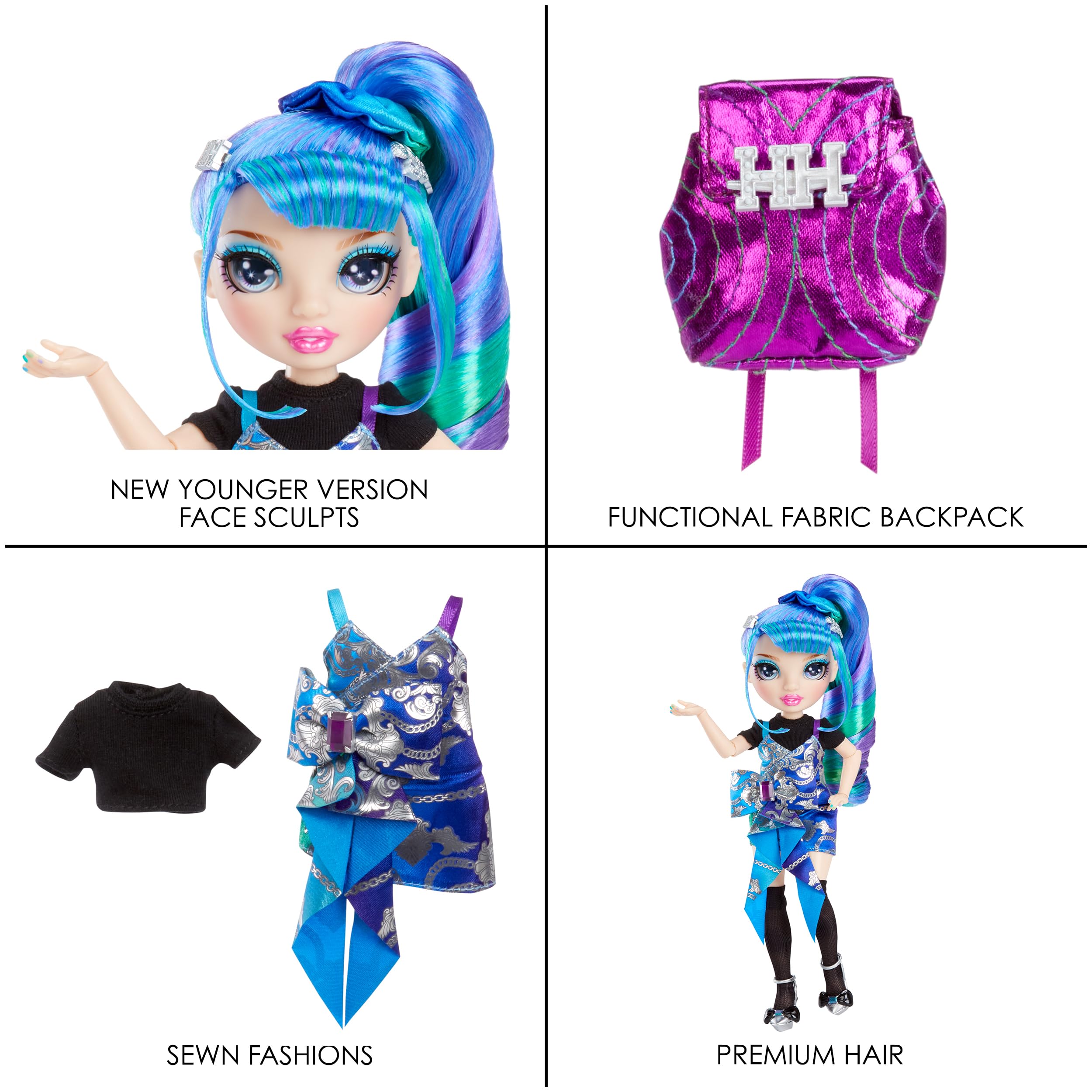 Rainbow High Junior High Special Edition Holly De’Vious - 9" Blue and Green Posable Fashion Doll with Accessories and Open/Close Soft Backpack. Great Toy Gift for Kids Ages 4-12