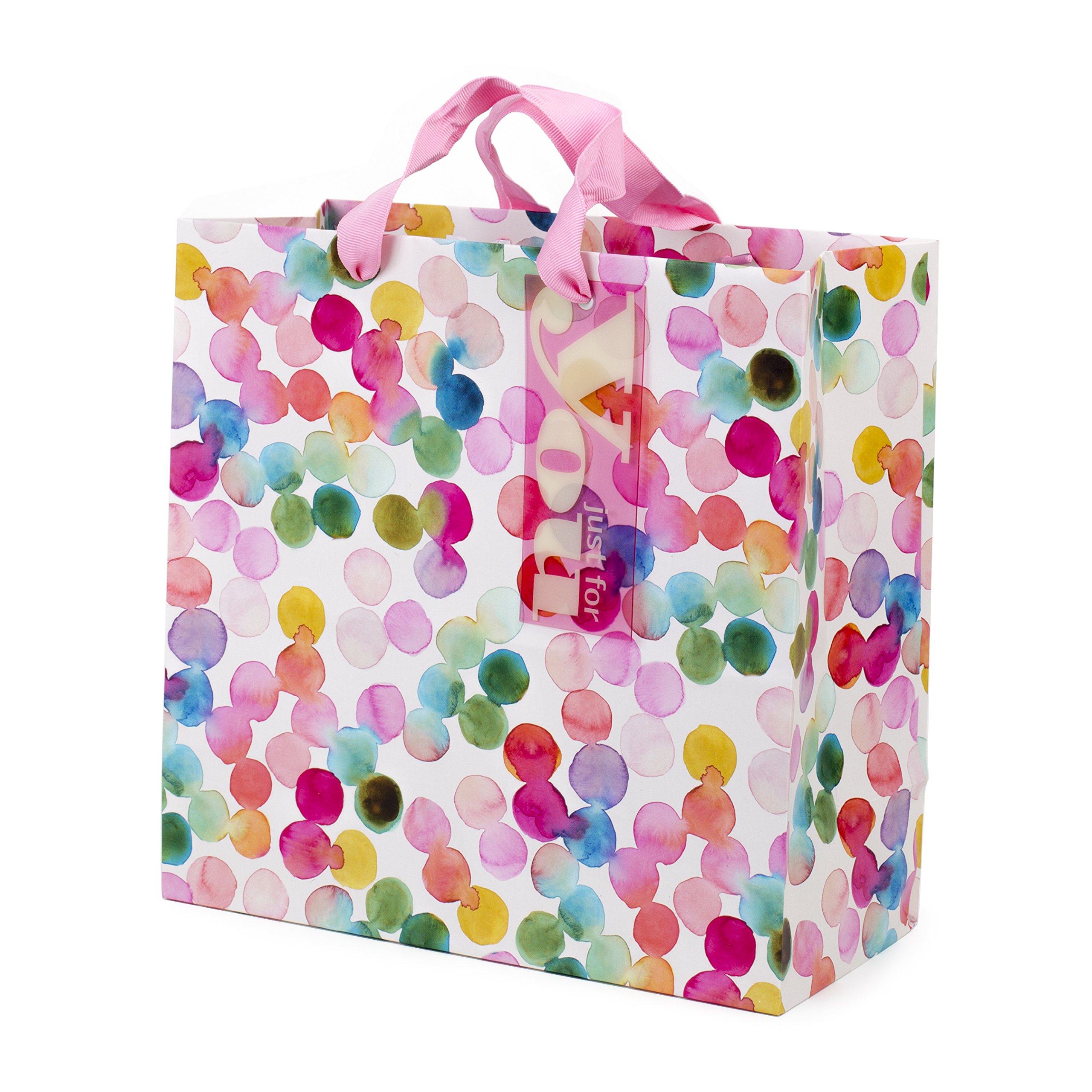 Hallmark 10" Large Square Gift Bag (Watercolor Dots, Just for You) for Birthdays, Mothers Day, Easter, Graduations, Retirements and More