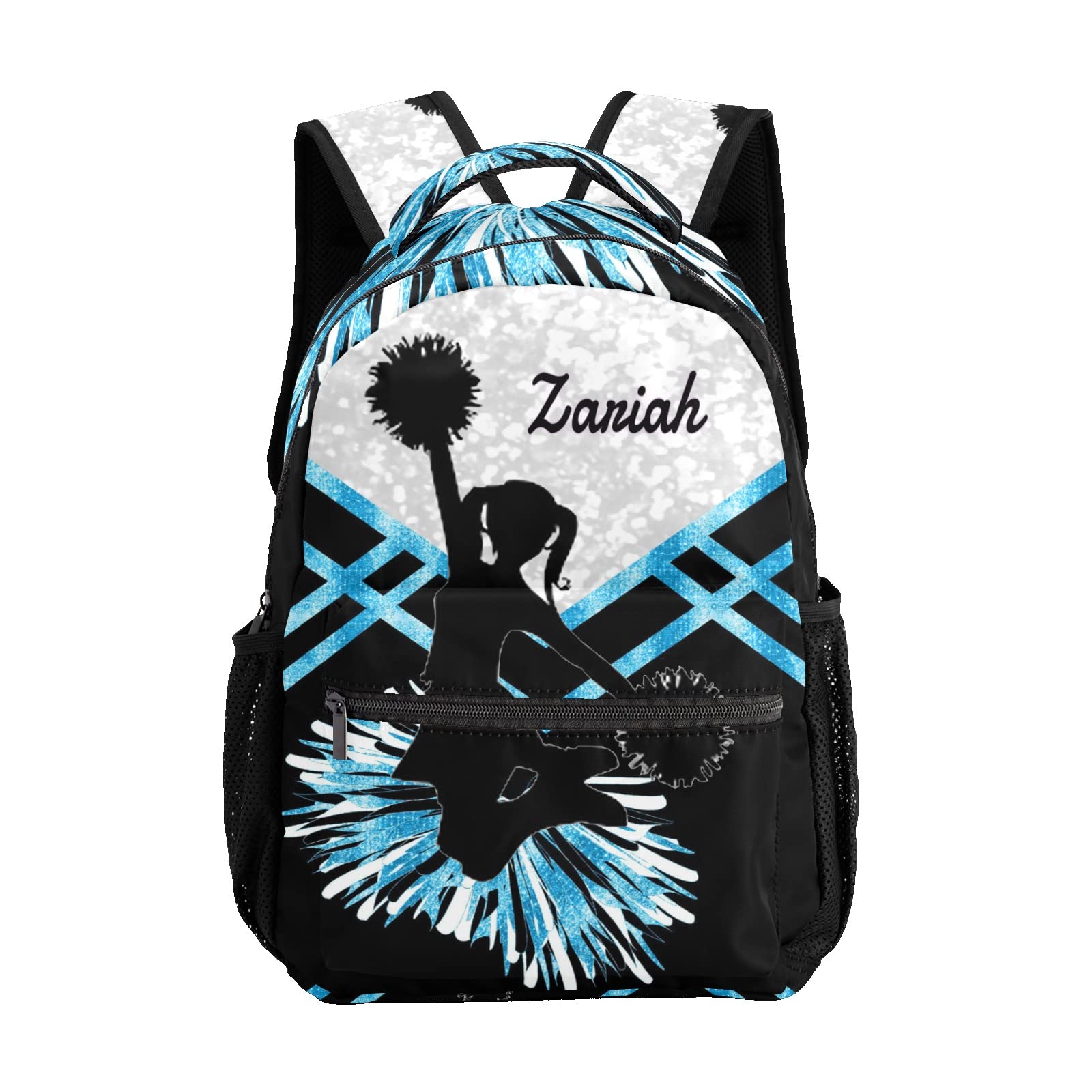 Deven Cheerleader Girl Black White Blue Personalized Kids Backpack for Boy/Girl Teen Primary School Daypack Travel Bag Bookbag