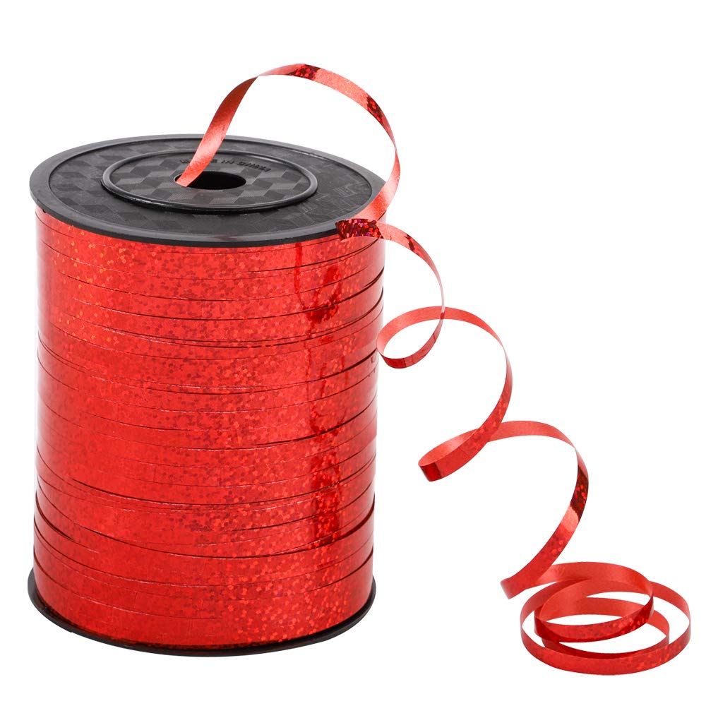500 Yards Red Crimped Curling Ribbon Shiny Metallic Balloon Roll for Gift Box Wrapping Ribbon Florist Flowers Decoration ,Church Stage Design,Party Decorations, Festival Art Craft Decor