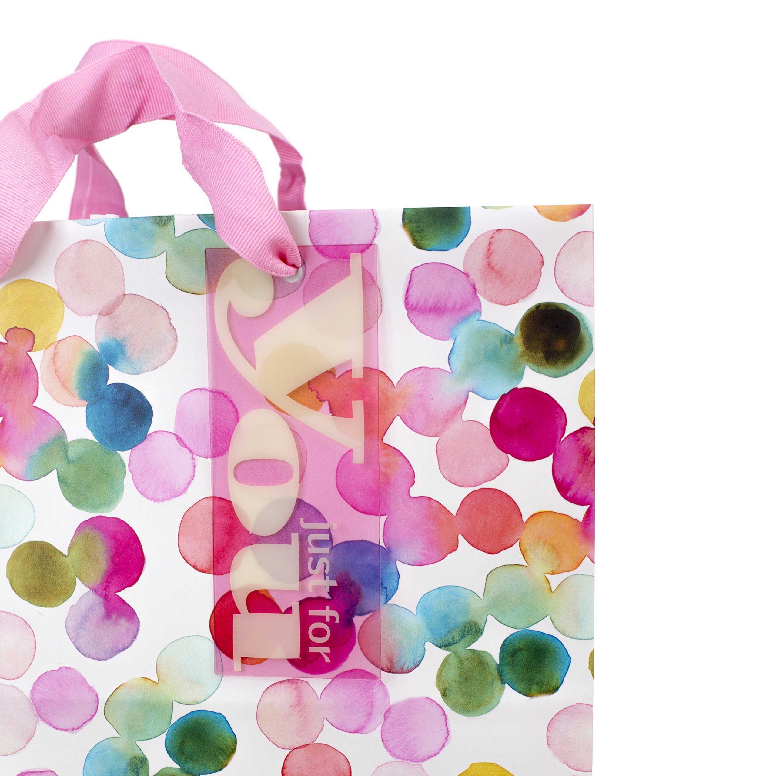 Hallmark 10" Large Square Gift Bag (Watercolor Dots, Just for You) for Birthdays, Mothers Day, Easter, Graduations, Retirements and More