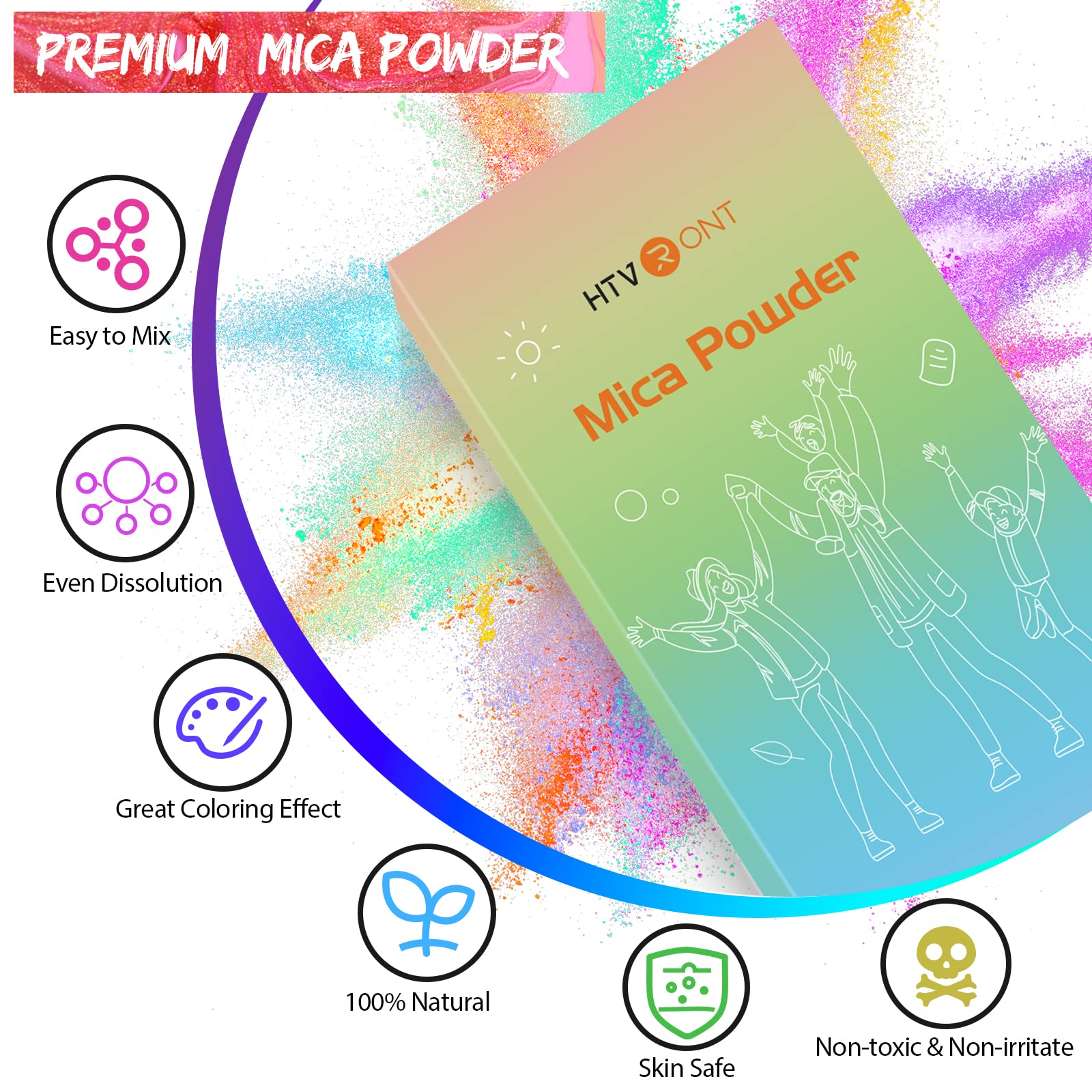HTVRONT Mica Powder for Epoxy Resin 130g - 26 Colors Shimmery Pigment Powder - Easy to Mix & Natural Resin Mica Powder for Soap Making, Lip Gloss, Bath Bombs