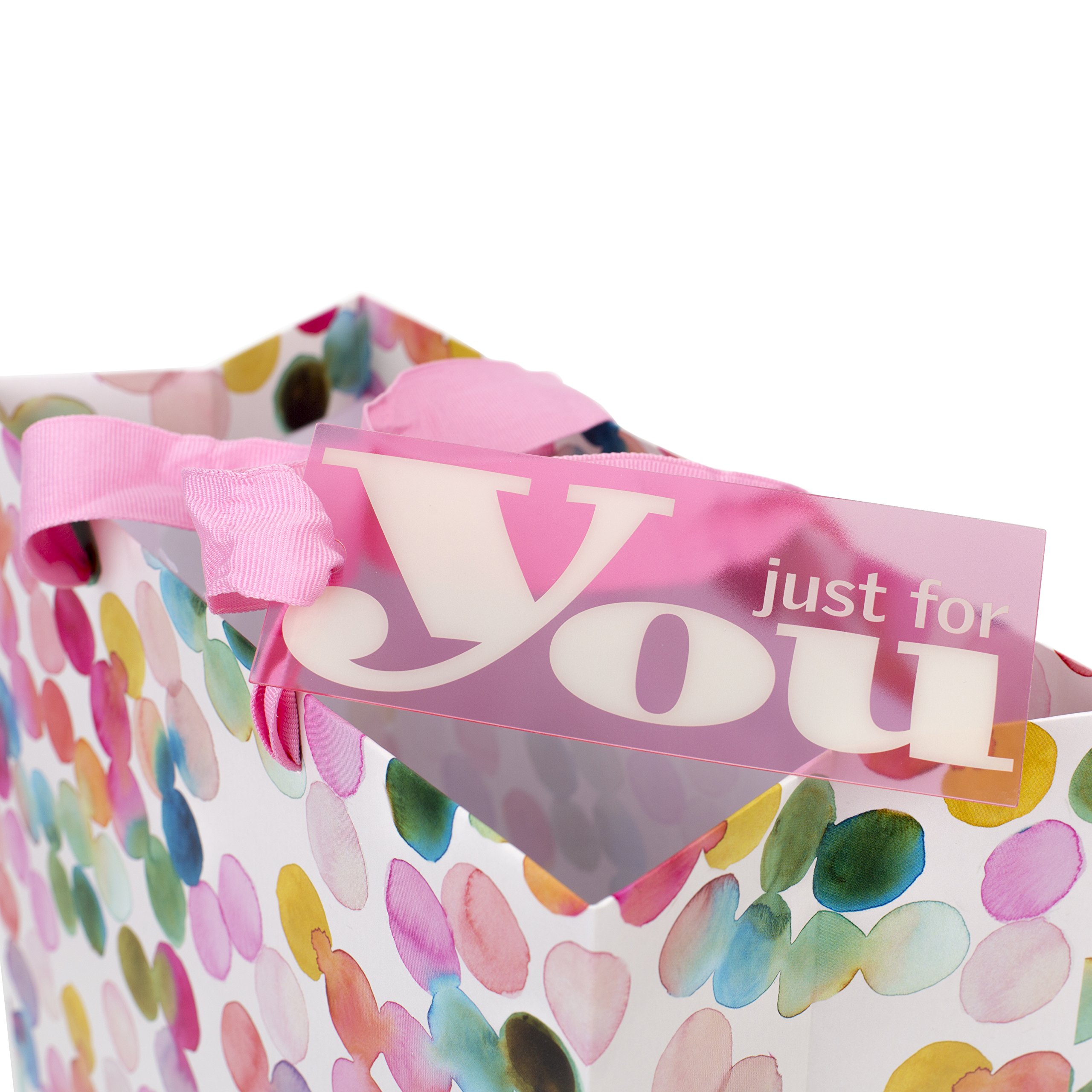 Hallmark 10" Large Square Gift Bag (Watercolor Dots, Just for You) for Birthdays, Mothers Day, Easter, Graduations, Retirements and More