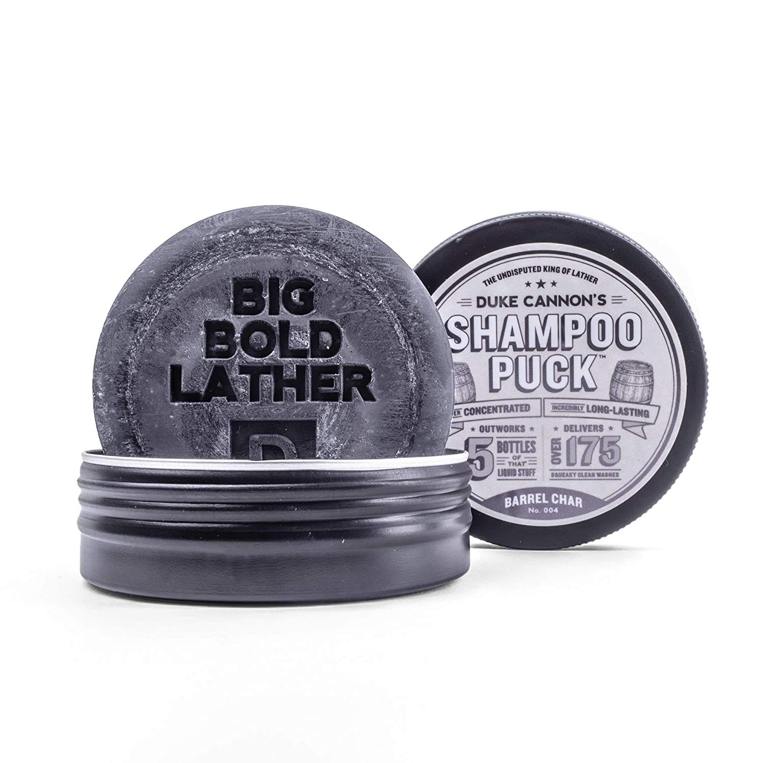 Duke Cannon Supply Co. Shampoo Puck for Men Hat Trick (Barrel Char, Gold Rush, Field Mint) Variety-Pack - Eco Friendly, Plastic Free, Solid Shampoo, Concentrated, Long-Lasting, 4.5 oz (Variety 3 Pack)