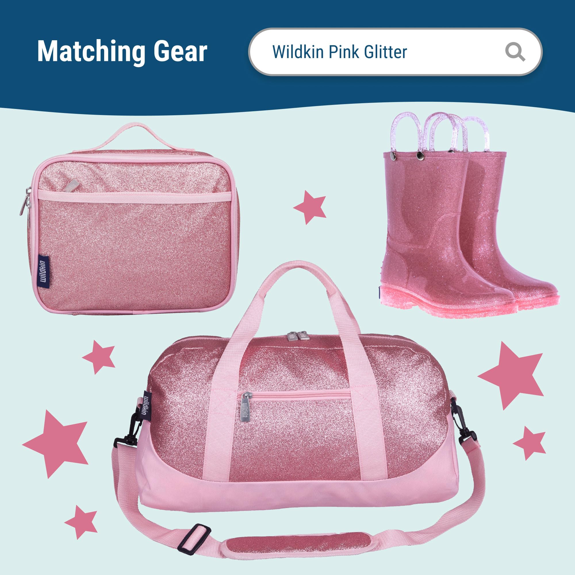 Wildkin 15-inch Kids Backpack β Durable, Padded, Adjustable for School & Travel - Pink Glitter