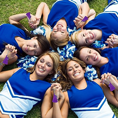 Cunno 40 Pcs Acrylic Cheer Megaphone Keychains with Tassel Cheerleading Team Gift Grad(Glittery Purple, Purple)