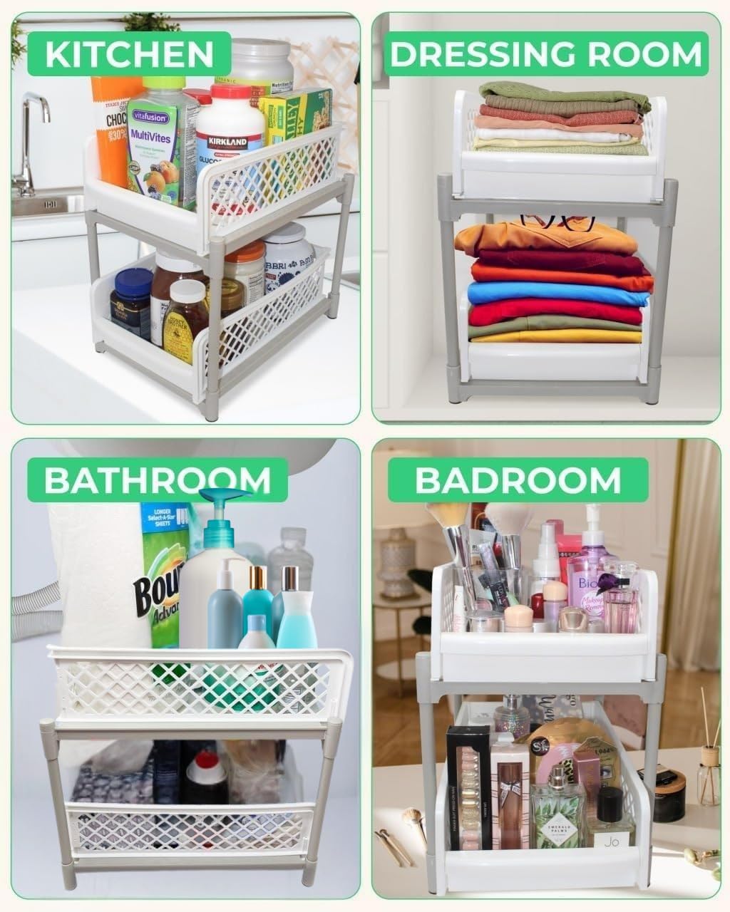 Skywin Drawer Storage 2 Tier Sliding Cabinet Pull Out Organizer | Bathroom Organizer | Under Sink Organizers and Storage | Cabinet Organizers and Storage