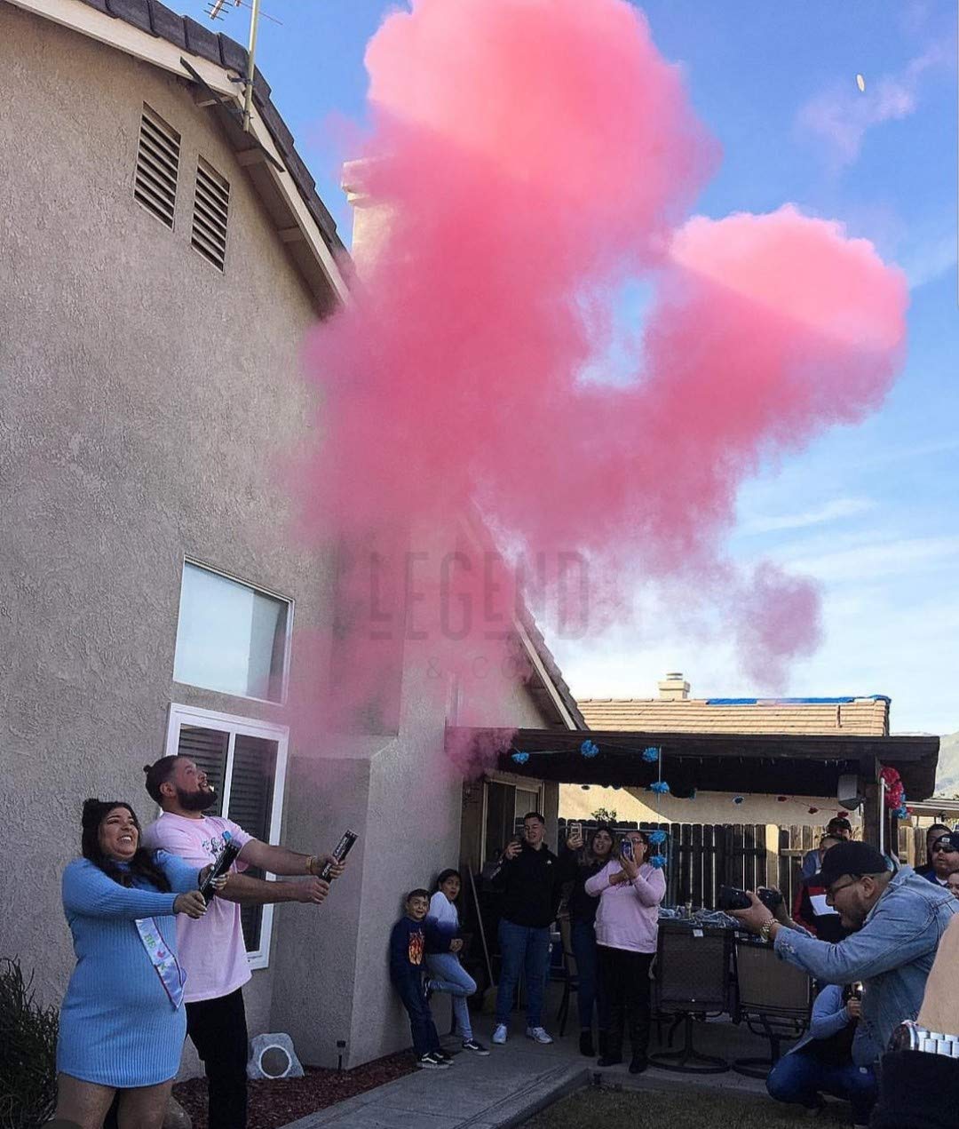 Legend & Co, Baby Gender Reveal Powder Cannons | Air Powered | Included Feature: Small Color Check Window to View Contents (2 Pink & 2 Blue Powder)