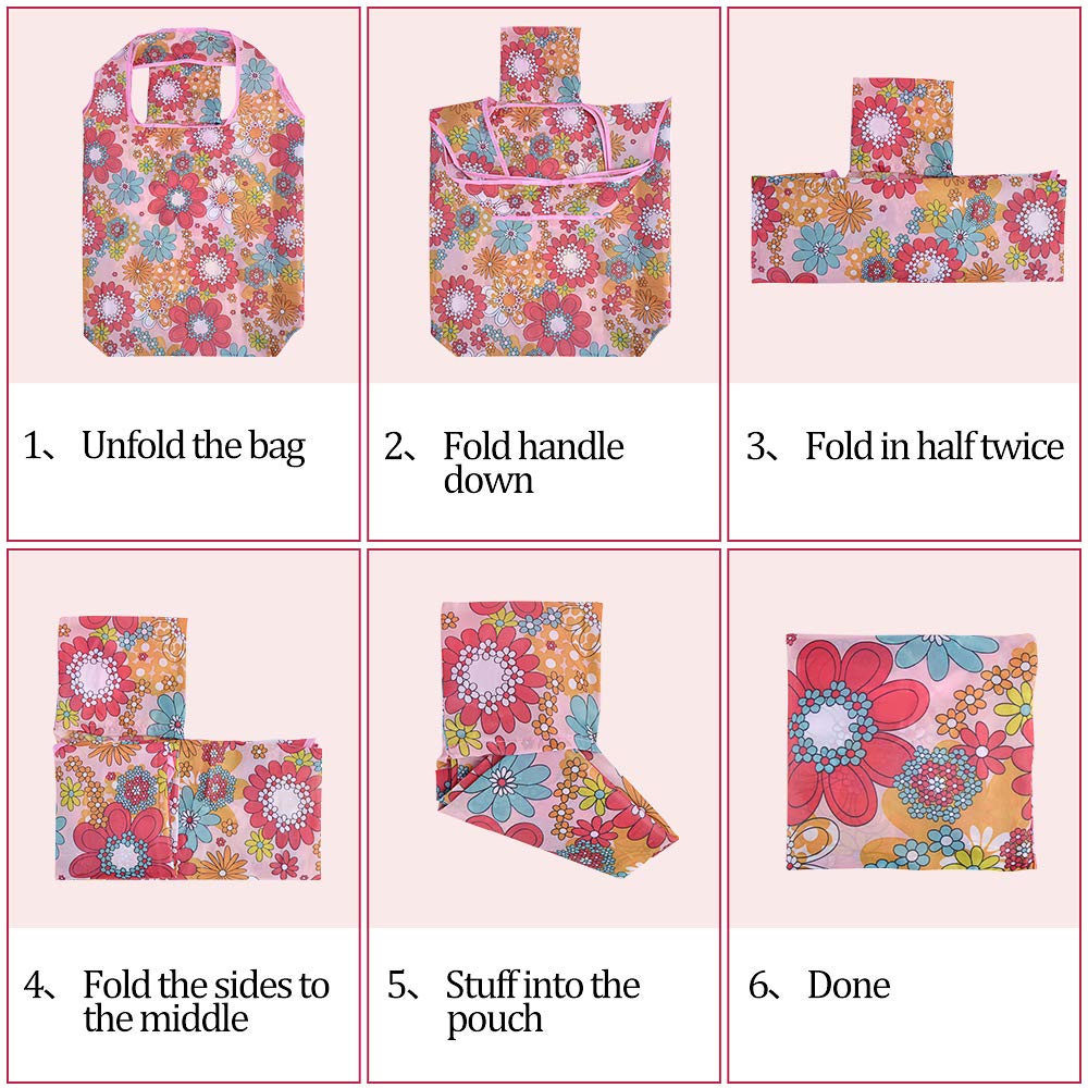 10 Pack Reusable Grocery Shopping Bags, SZUAH Foldable Shopping Bags Grocery Tote with Attached Pouch,Machine Washable Eco-Friendly.