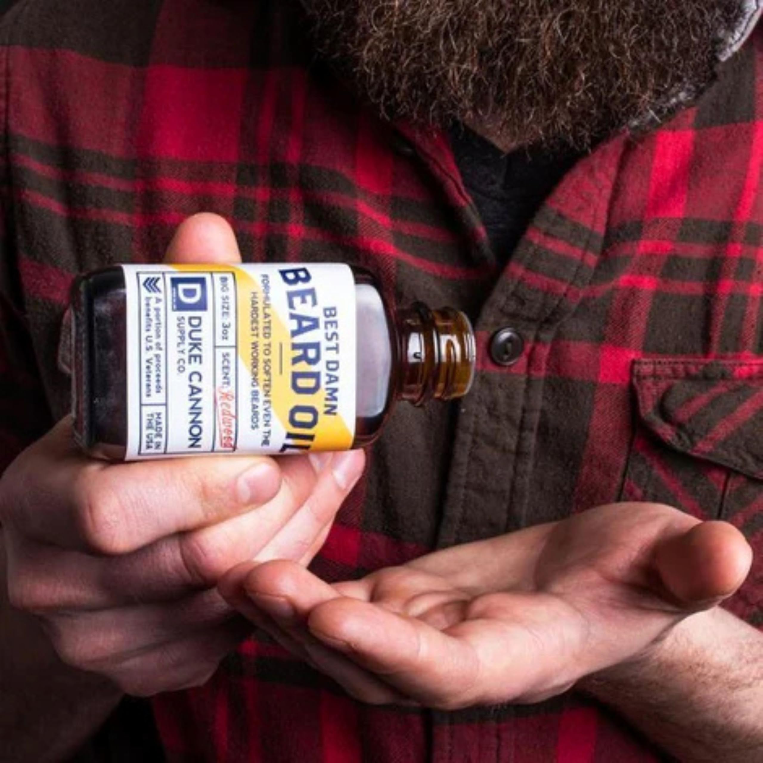 Duke Cannon Supply Co. Busch Beard Oil, 3oz, Sandalwood Scent - Softening, Conditioning Beard Oil Made With Busch Beer