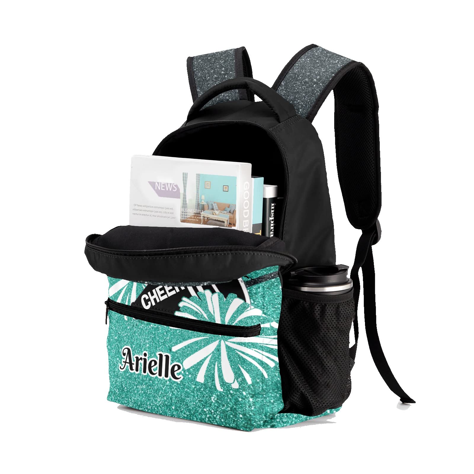 Deven Turquoise Cheerleader Personalized Kids Backpack for Boy/Girl Teen Primary School Daypack Travel Bag Bookbag