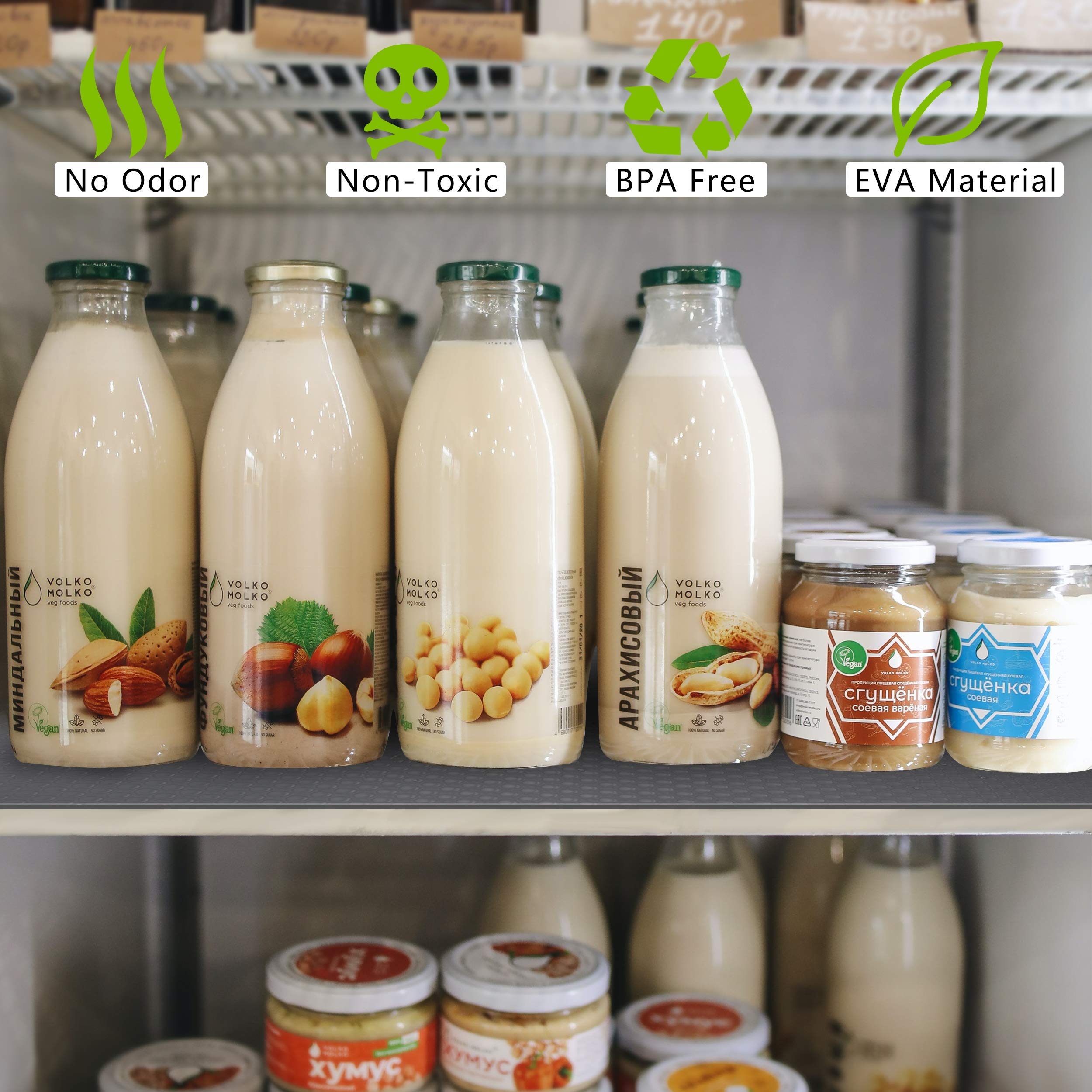 Non-Slip Shelf or Drawer Liner Mats, Cut-to-Size, Non-Adhesive, Non-Toxic, Food Friendly, Waterproof & Easy-to-Clean for Cupboards, Cabinets, Fridges, Drawers or Shelves