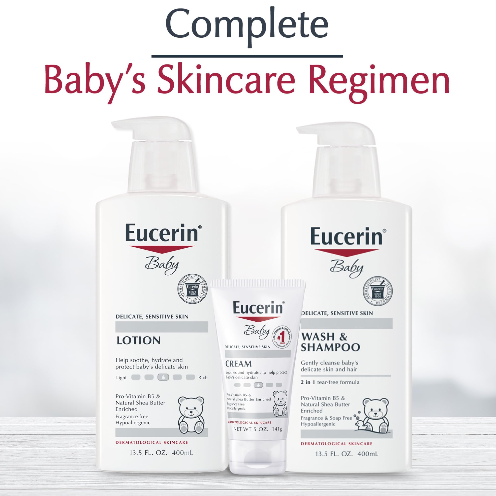 Eucerin Baby Body Lotion, Fragrance Free Baby Lotion, 13.5 Fl Oz Pump Bottle