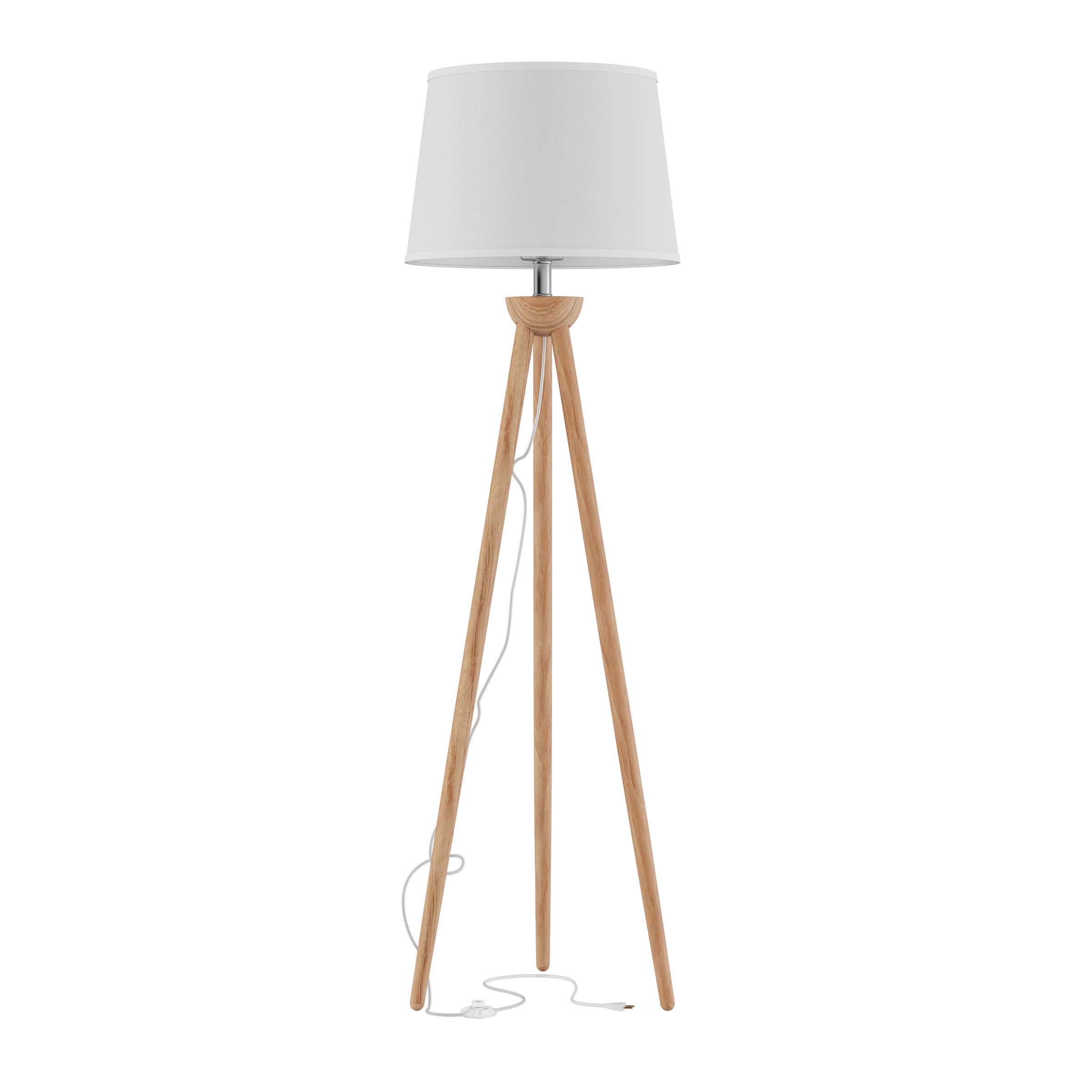 Lavish Home Tripod Floor Lamp – Mid-Century Modern Décor Light with LED Bulb and Natural Oak Wood Base – Bedroom, Living Room, or Office Lighting