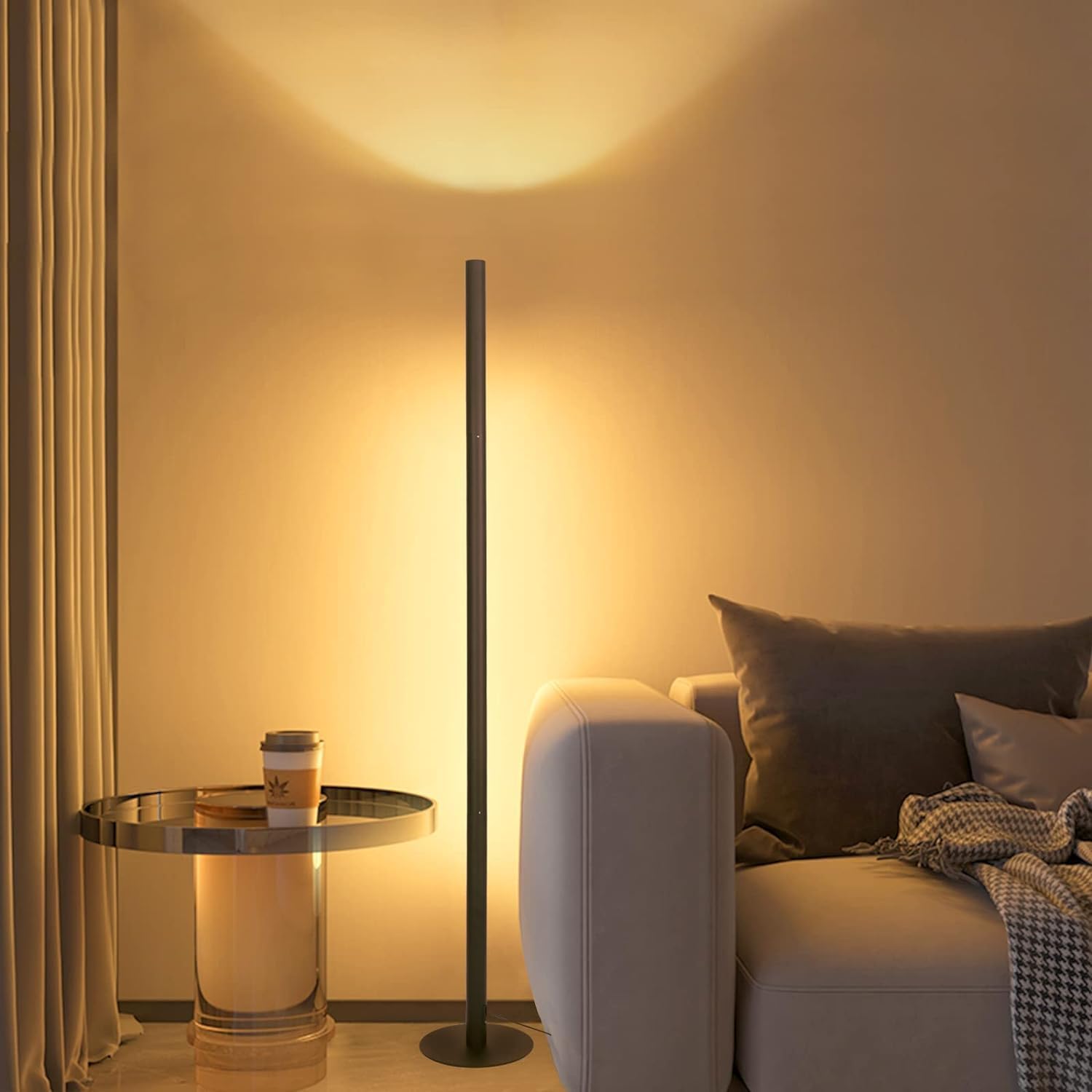 Wellwerks LED Bright Floor Lamp, Dual Light Source Floor Lamp, Modern Lamp 3 Color Temperature Touch Control, Remote Control Stepless Dimming, Simple Style, Living Room, Bedroom, Office Floor Lamp