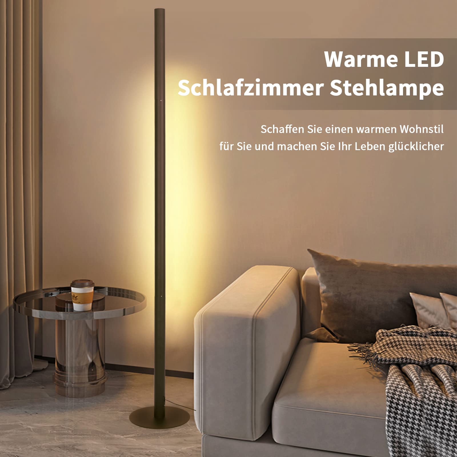 Wellwerks LED Bright Floor Lamp, Dual Light Source Floor Lamp, Modern Lamp 3 Color Temperature Touch Control, Remote Control Stepless Dimming, Simple Style, Living Room, Bedroom, Office Floor Lamp