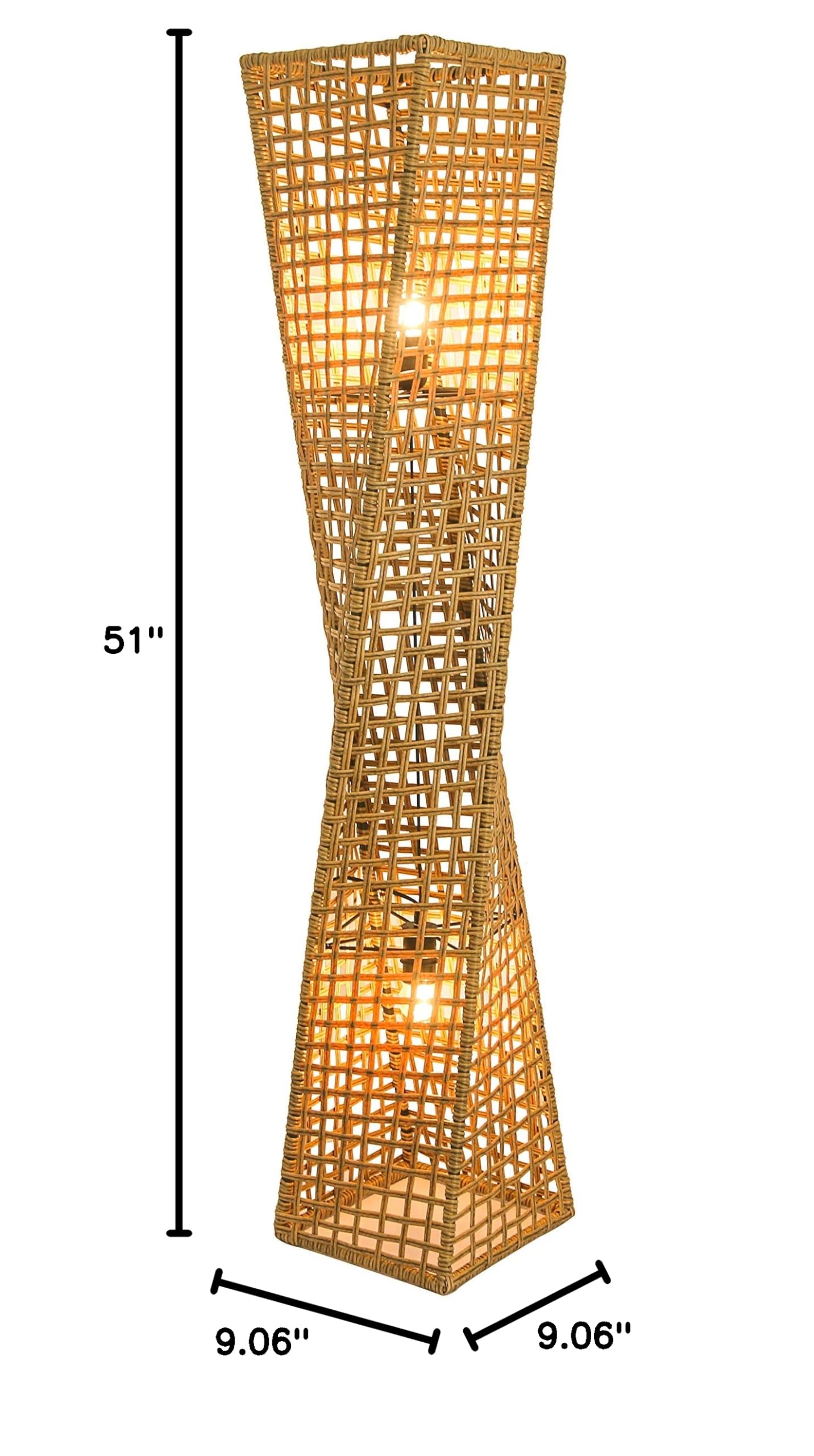 Artiva USA Phuket 51" 2-Light Unique Handcrafted Twist Rattan Floor Lamp