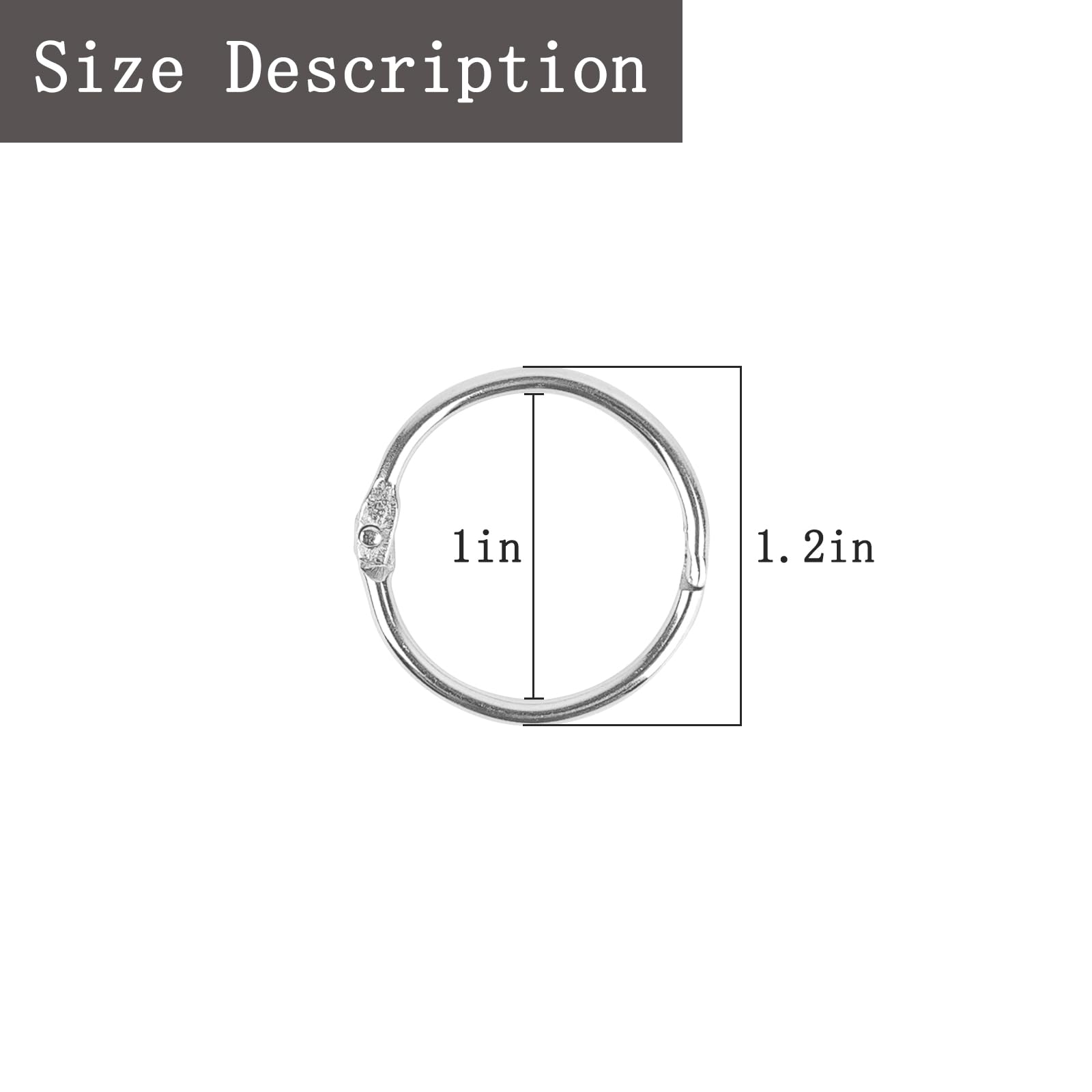 Loose Leaf Binder Rings 1-Inch（100 Pack） Office Book Rings, Nickel Plated Steel Binder Rings, Key Rings, Metal Book Rings, for School，Sliver