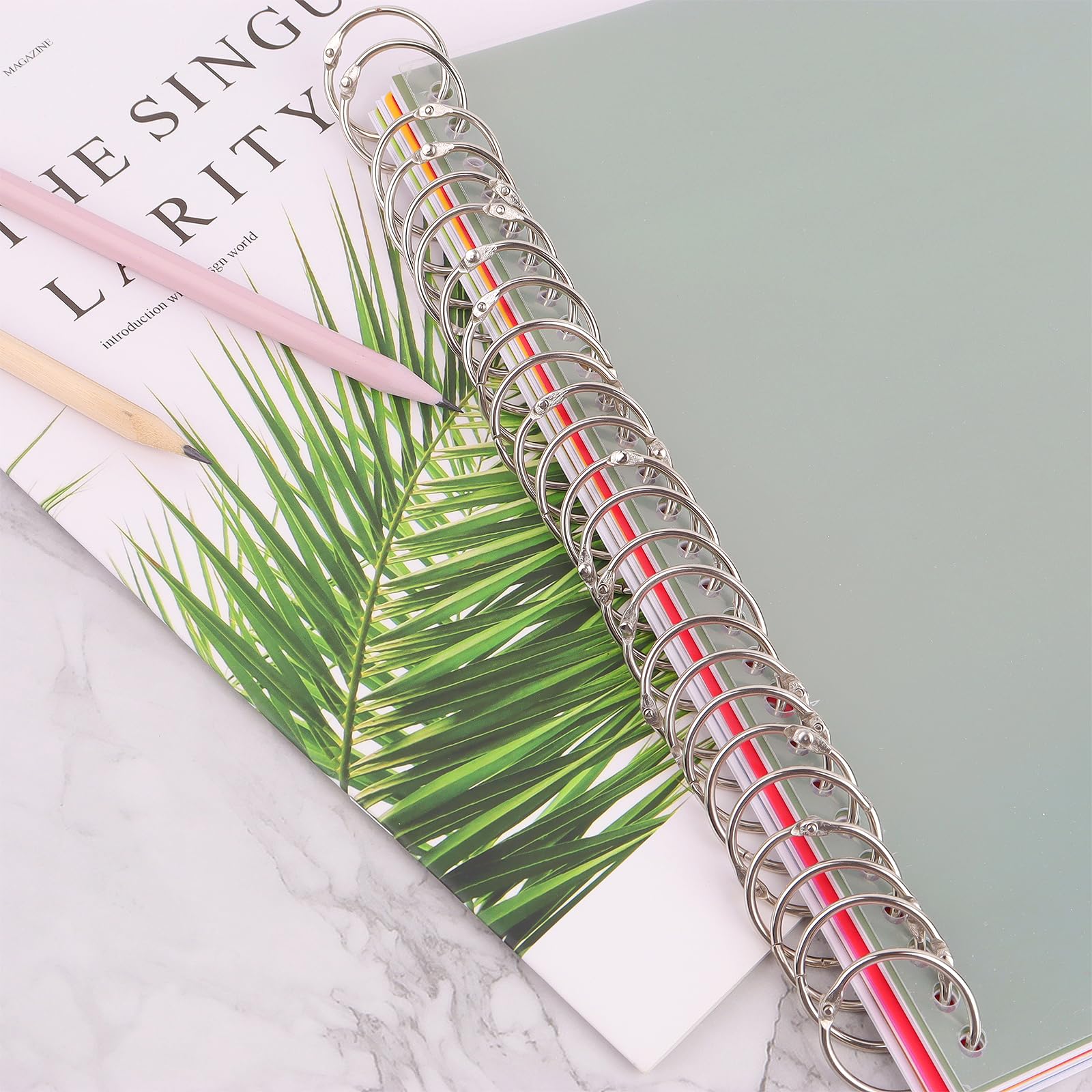 Loose Leaf Binder Rings 1-Inch（100 Pack） Office Book Rings, Nickel Plated Steel Binder Rings, Key Rings, Metal Book Rings, for School，Sliver