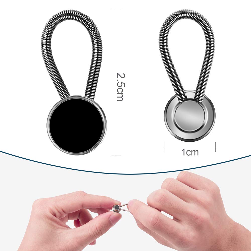 12pcs, Collar Extenders, Comfy & Premium Invisible Neck Extender, Adds 1 in Instantly, Button Extenders for Mens Dress Shirts Suits Trouser, Coat, Shirts (Black, White, Silver)