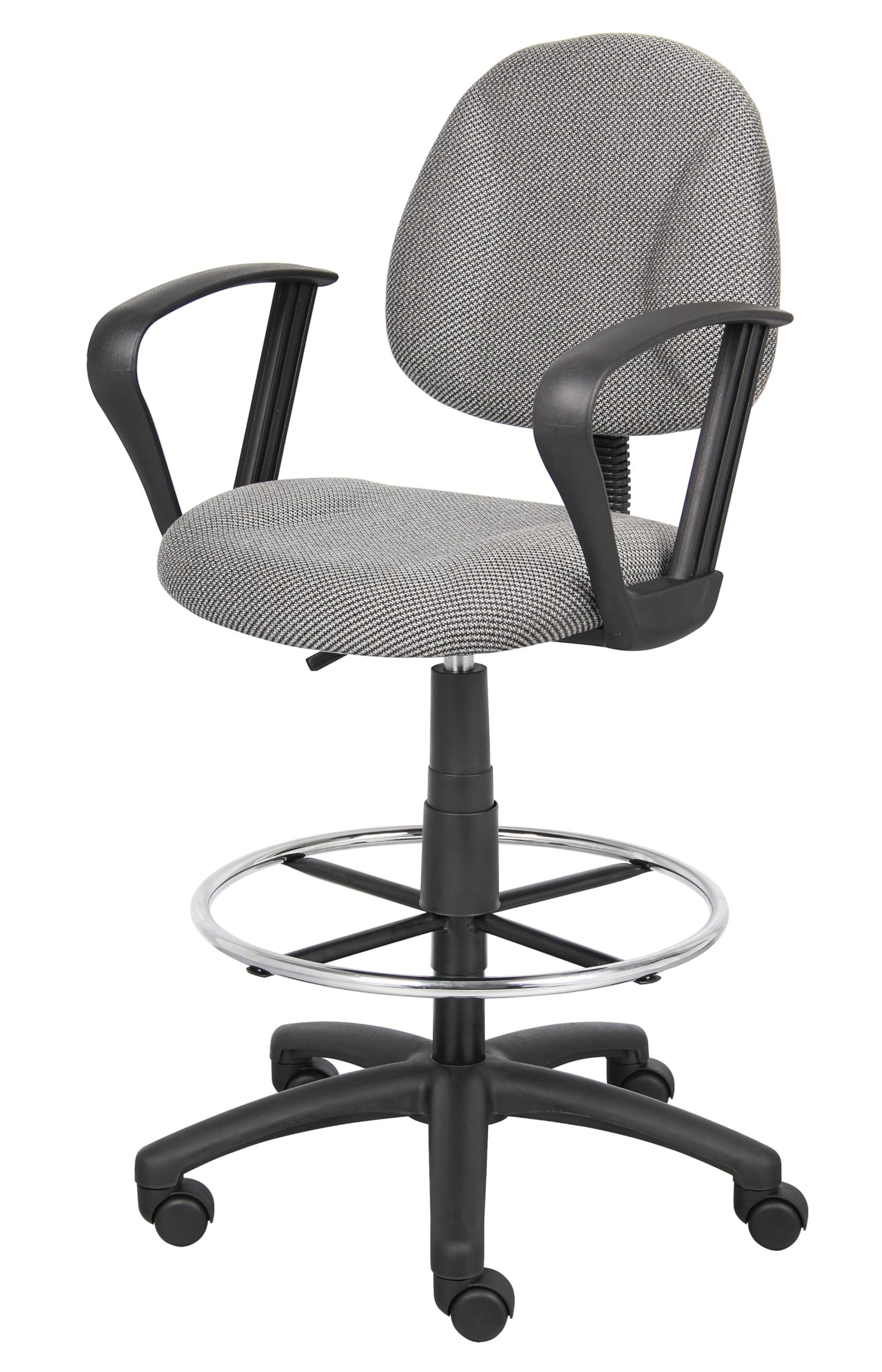 Boss Office Products B1617-GY Ergonomic Works Drafting Chair with Loop Arms in Grey