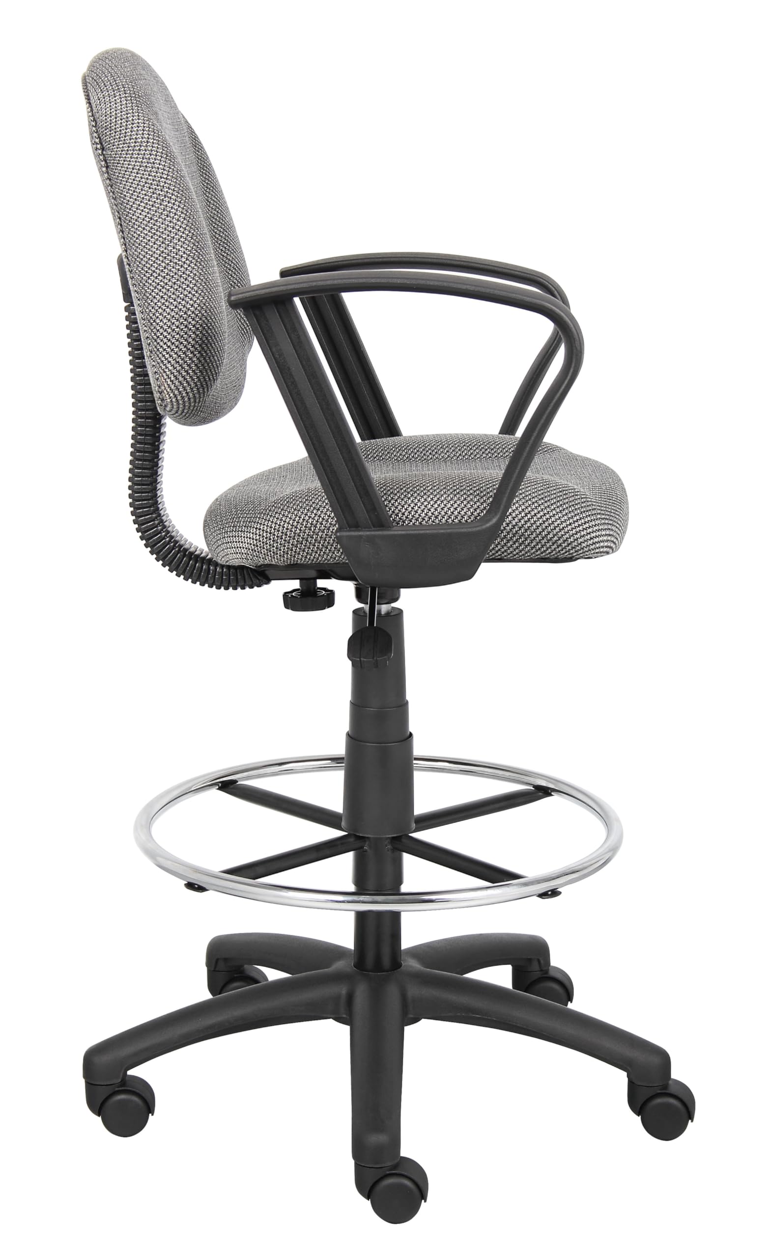 Boss Office Products B1617-GY Ergonomic Works Drafting Chair with Loop Arms in Grey