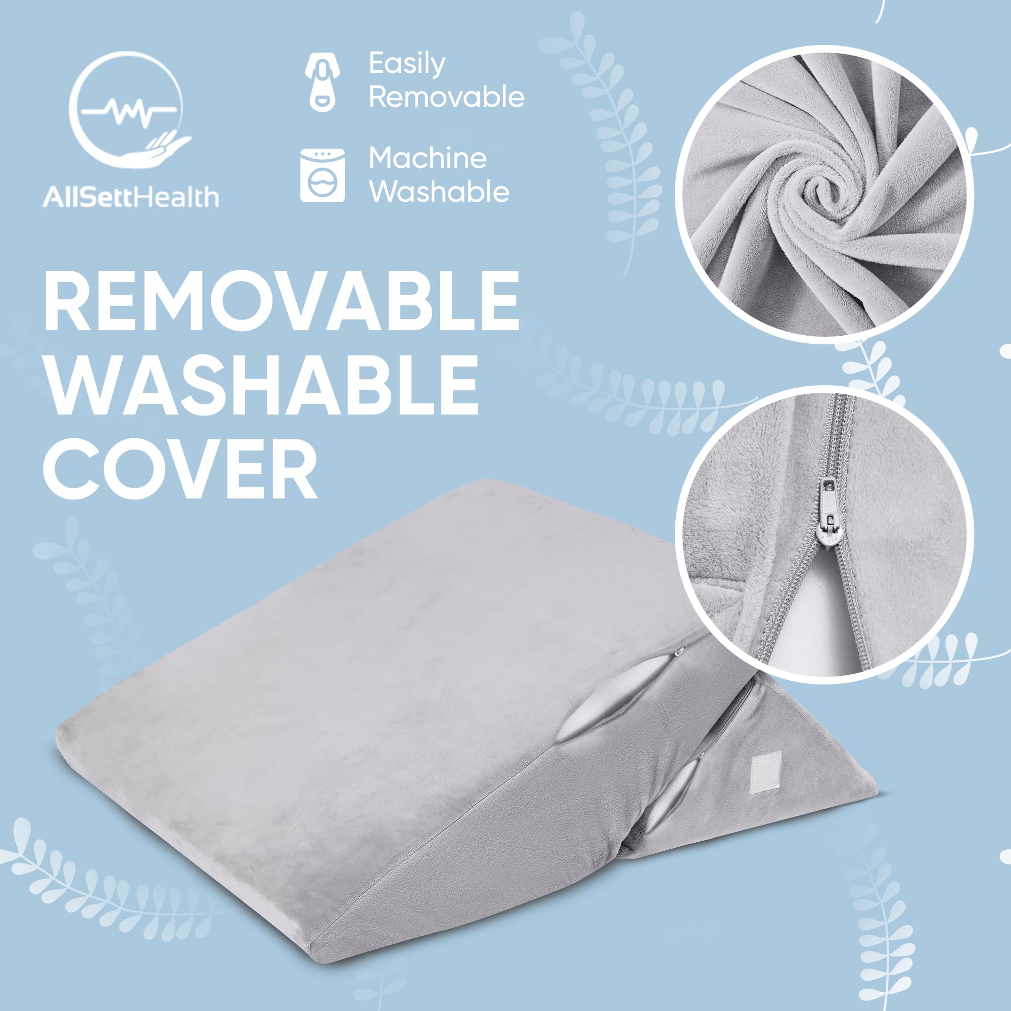 Bed Wedge Pillow - Adjustable 9&12 Inch Folding Memory Foam Incline Cushion System for Legs and Back Support Pillow - Acid Reflux, Anti Snoring, Heartburn, Reading – Machine Washable
