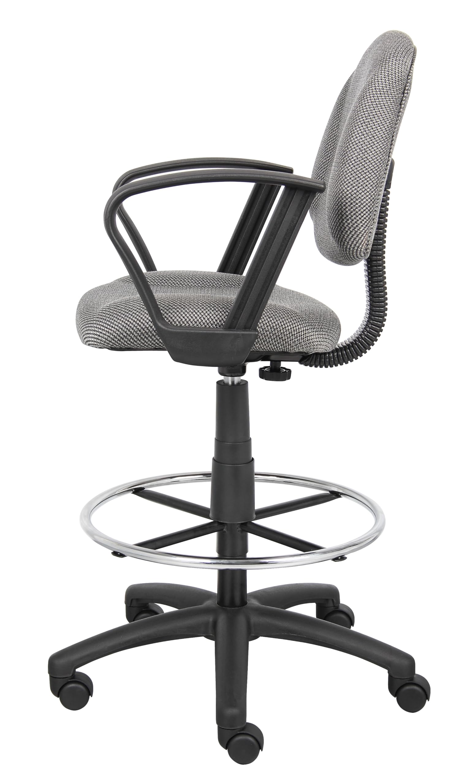 Boss Office Products B1617-GY Ergonomic Works Drafting Chair with Loop Arms in Grey