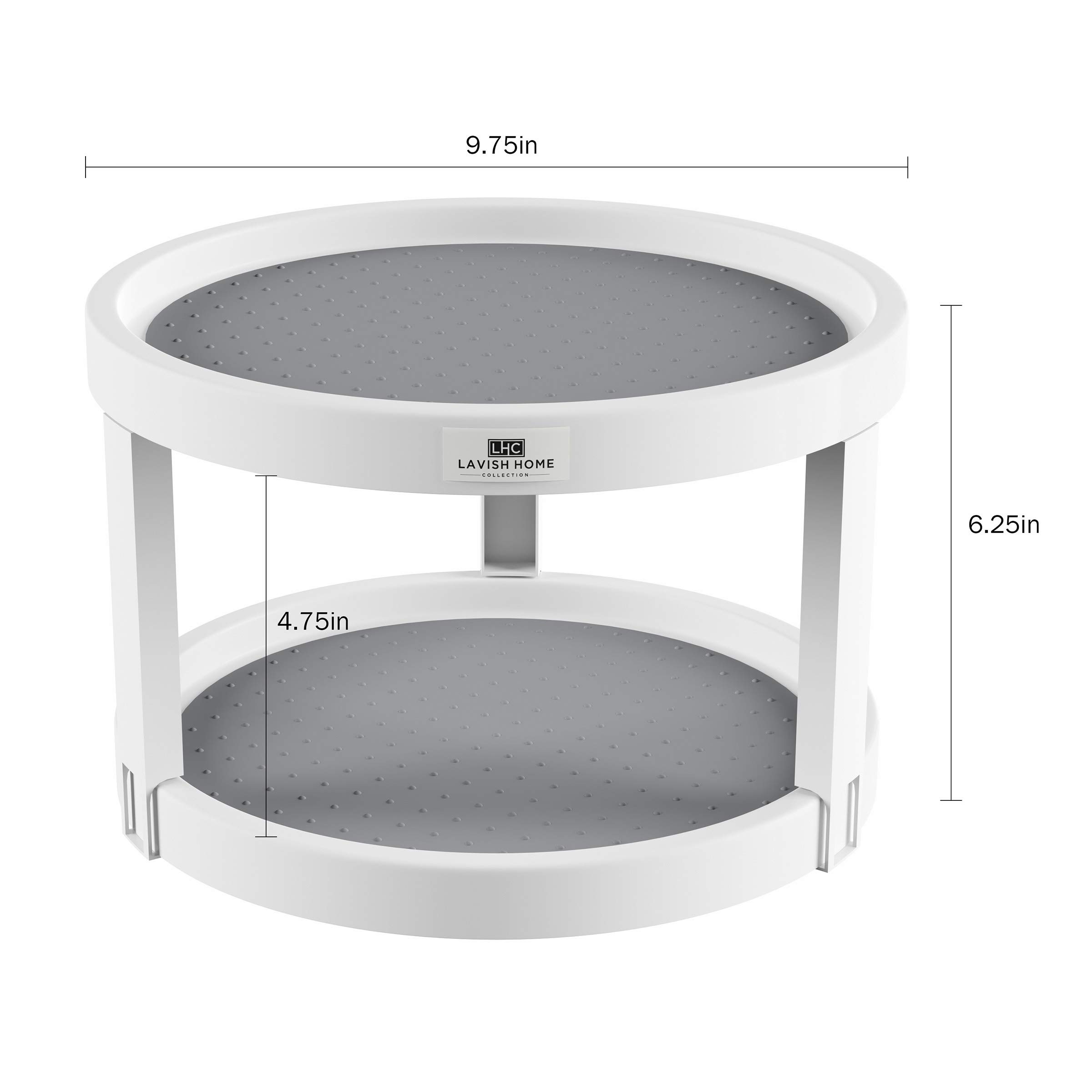 Lazy Susan – 9.75 Inch Diameter Plastic Round Two Tier Turntable Kitchen, Pantry and Vanity Organizer and Display with Non-Skid Liner by Lavish Home