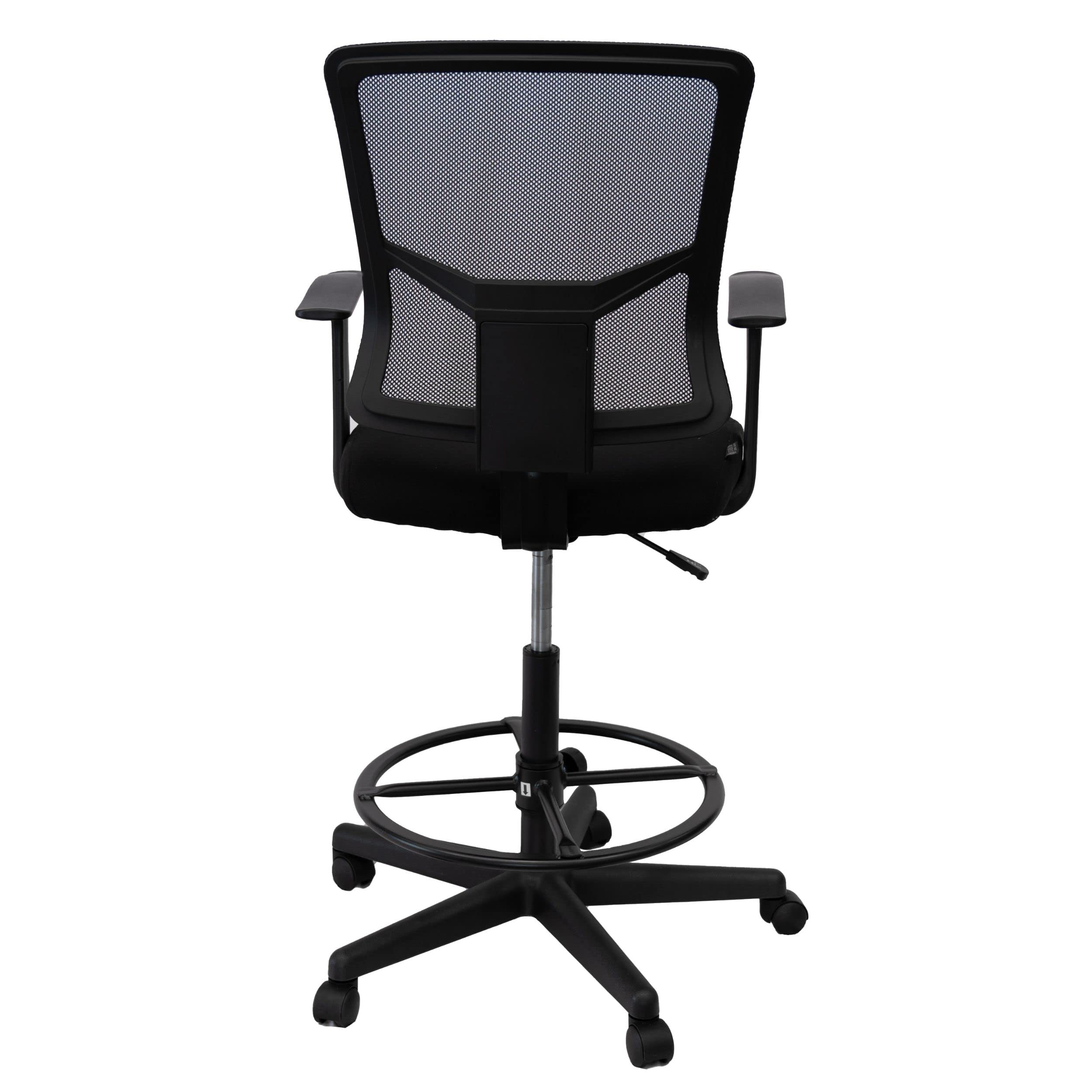 Stand Up Desk Store Sit to Stand Drafting Task Stool Chair for Standing Desks with Adjustable Footrest and Armrests (Black)