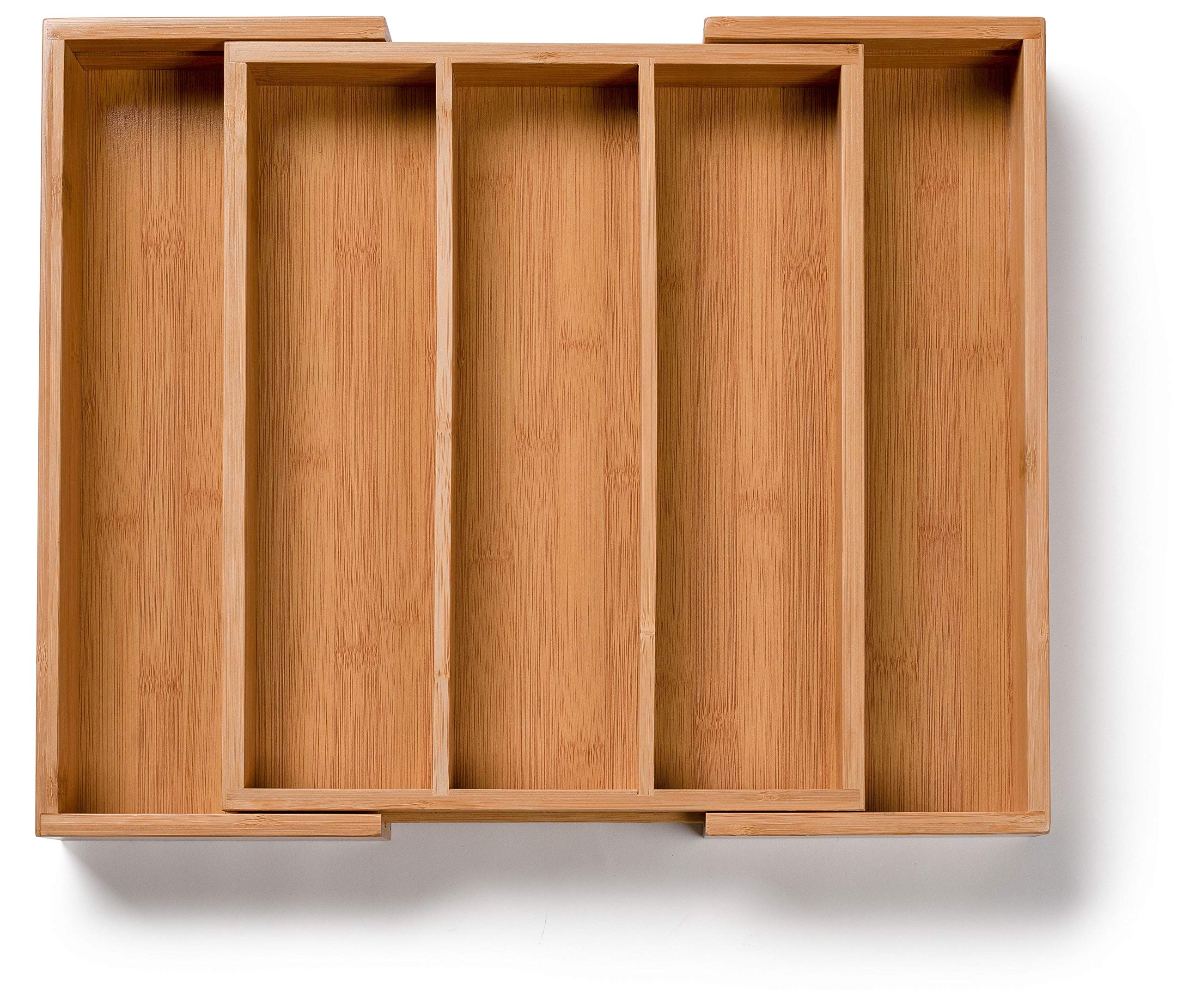 Bellemain Expandable Bamboo Drawer Organizer - Large Kitchen Utensil Holder for Cutlery, Silverware, Flatware Storage - Utensil Organizer for Kitchen Drawers, Desk, Junk Drawer Organizer Tray, 5-Slot