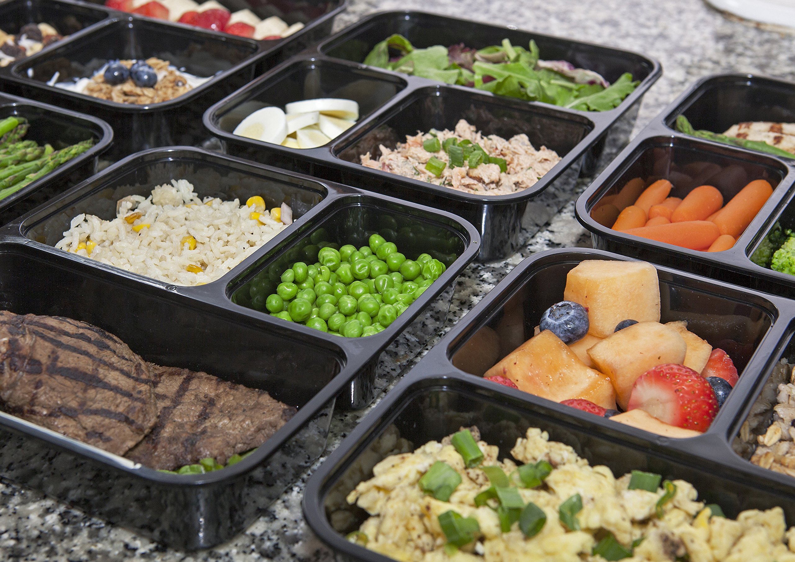 INEVIFIT Meal Prep 3 Compartment BPA FREE, Premium Food Storage Containers, Durable & Reusable, 36 oz. Stackable 7 Pack, Microwaveable & Dishwasher Safe Bento Lunch Box with Leak Resistant Technology