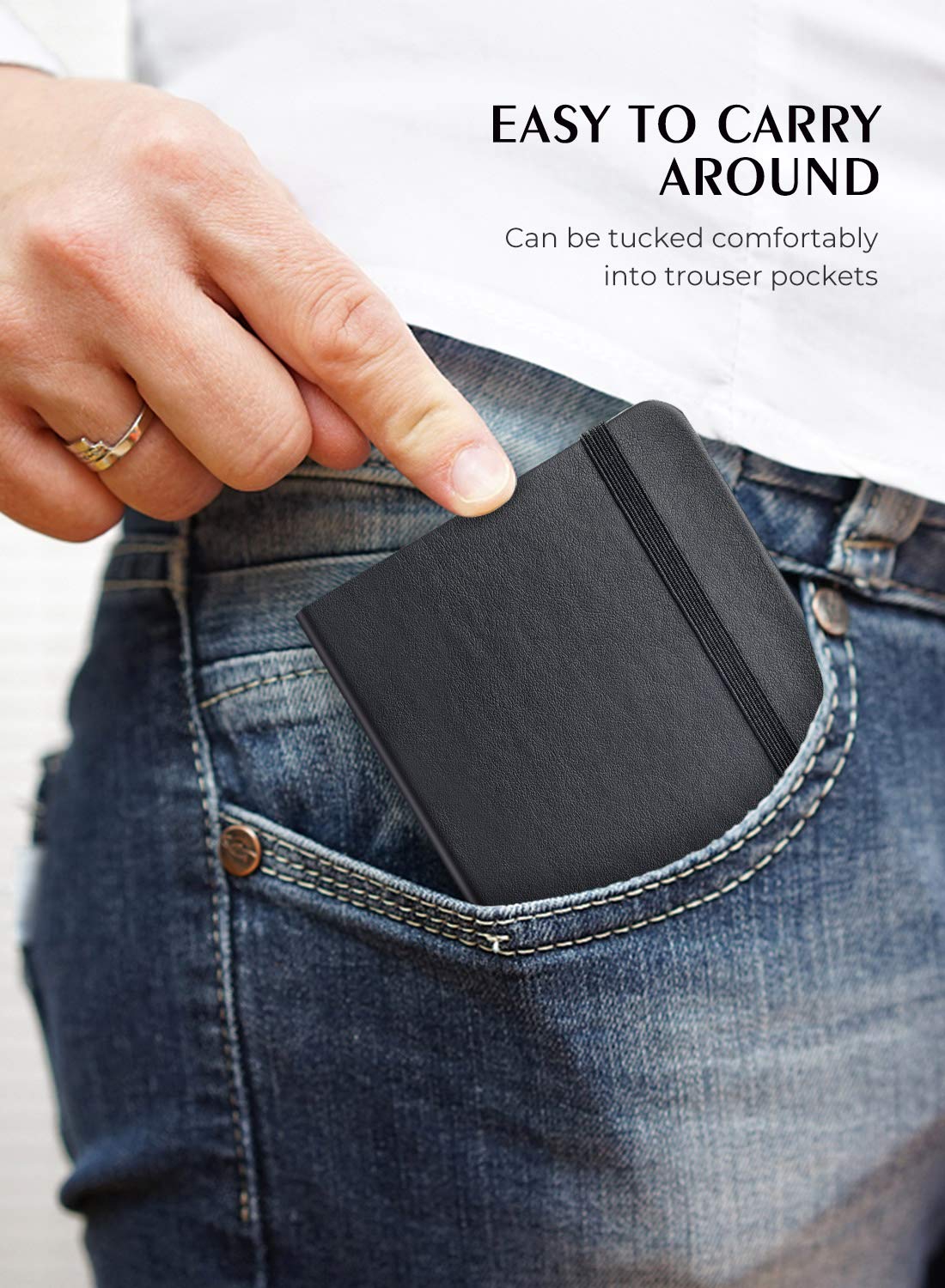 AISBUGUR Pocket Notebook Small Notebook 2-Pack, 3.7" x 5.7" pocket notebook hardcover Total 320 Pages Thick Lined Paper with Inner Pockets Leather Mini Journal Notepad