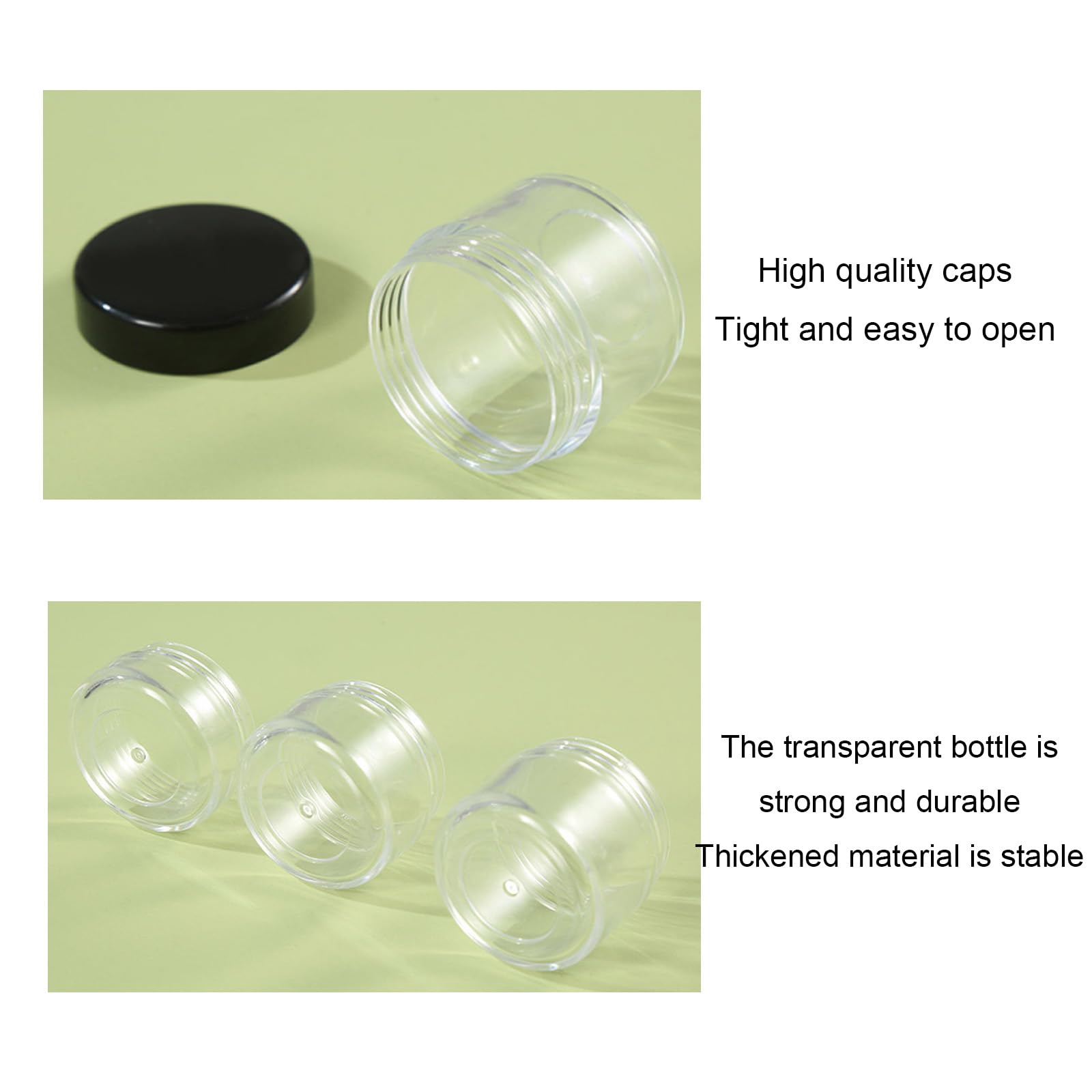12 Pcs 15ml/0.5oz Small Travel Containers, Cosmetic Sample Containers with Lids BPA Free, Black Plastic Sample Container, Refillable Empty Sample Jars, Round Pot Jars for Lotion, Cream