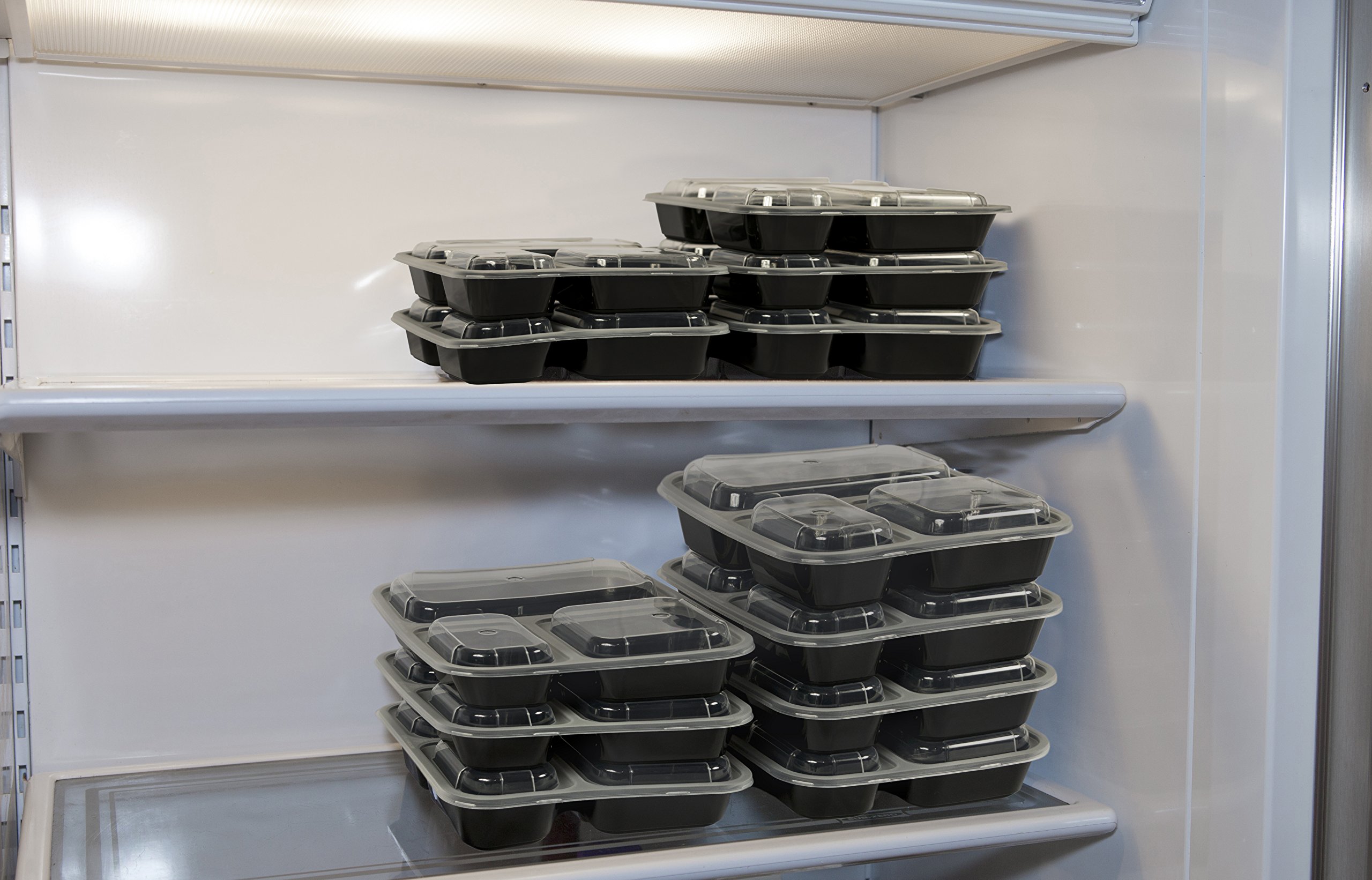INEVIFIT Meal Prep 3 Compartment BPA FREE, Premium Food Storage Containers, Durable & Reusable, 36 oz. Stackable 7 Pack, Microwaveable & Dishwasher Safe Bento Lunch Box with Leak Resistant Technology