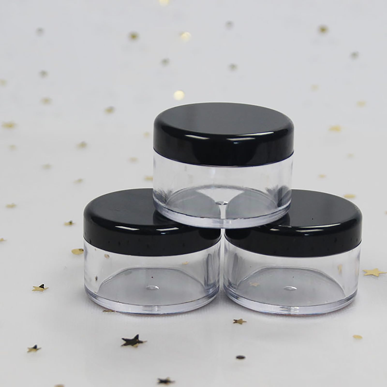 12 Pcs 15ml/0.5oz Small Travel Containers, Cosmetic Sample Containers with Lids BPA Free, Black Plastic Sample Container, Refillable Empty Sample Jars, Round Pot Jars for Lotion, Cream