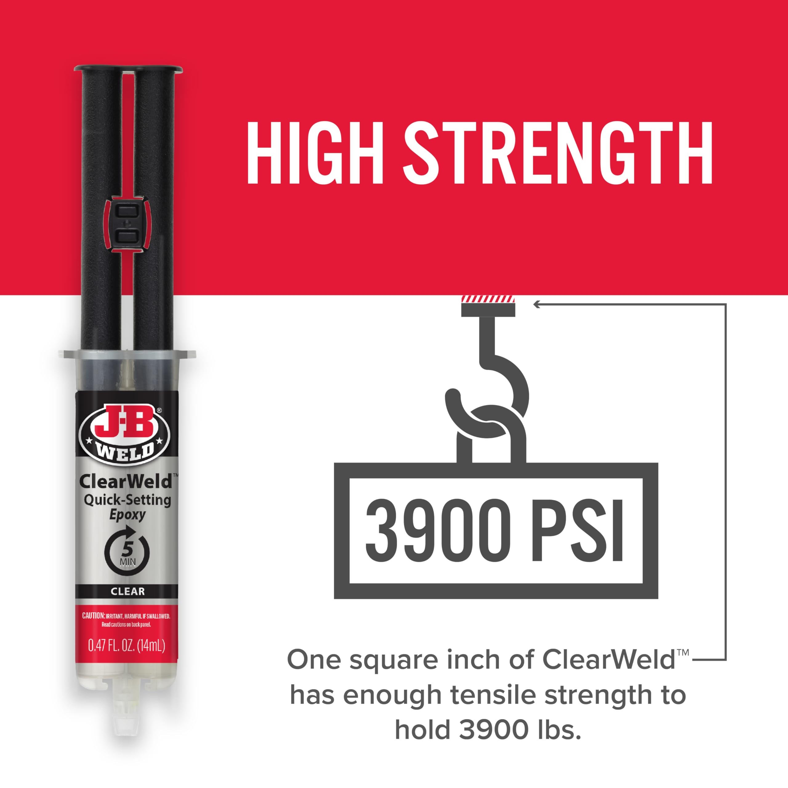 J-B Weld ClearWeld 5 Minute Epoxy, Clear, 14ml w/Static Mixer, (50114H)