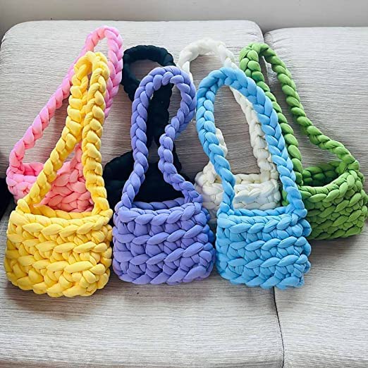 HYKYYDS Knit Handbag Space Style Wool Casual Soft Crossbody Shoulder Bag Ladies Woven Messenger Bag (White)