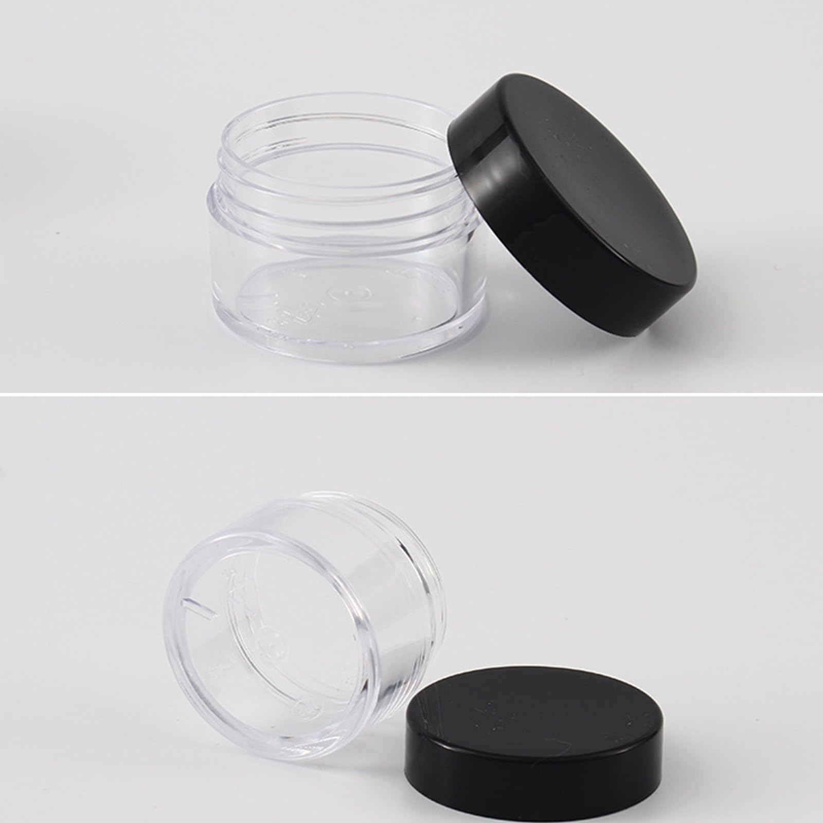 12 Pcs 15ml/0.5oz Small Travel Containers, Cosmetic Sample Containers with Lids BPA Free, Black Plastic Sample Container, Refillable Empty Sample Jars, Round Pot Jars for Lotion, Cream