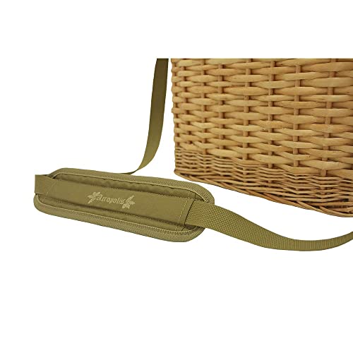 Acropolis Wicker Forage Basket - Basket for Mushroom Picking - Mushrooms Bag - Foraging Bag with Straps for Forager - Belt Forage Basket Pouch for Hiking, Camping, Hunting, X-Large (RNG-6)