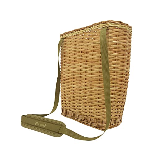 Acropolis Wicker Forage Basket - Basket for Mushroom Picking - Mushrooms Bag - Foraging Bag with Straps for Forager - Belt Forage Basket Pouch for Hiking, Camping, Hunting, X-Large (RNG-6)