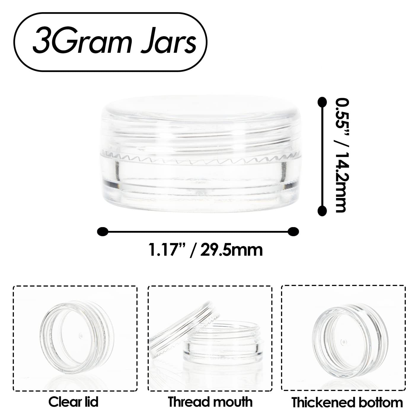 Cosmetic Containers Sample Jars Tiny Makeup Sample Containers with lids,Clear Lid